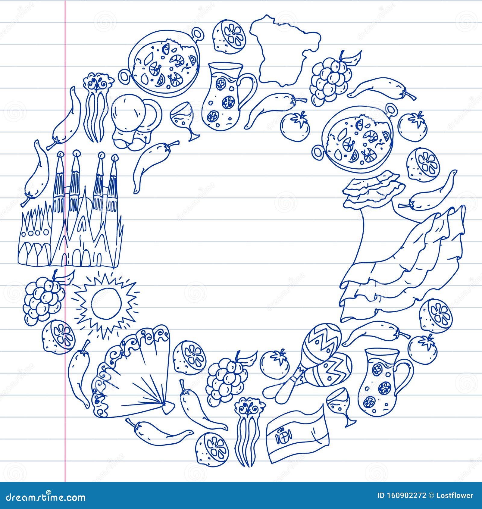 Spain Vector Pattern. Spanish Traditional Symbols and Objects. Stock ...