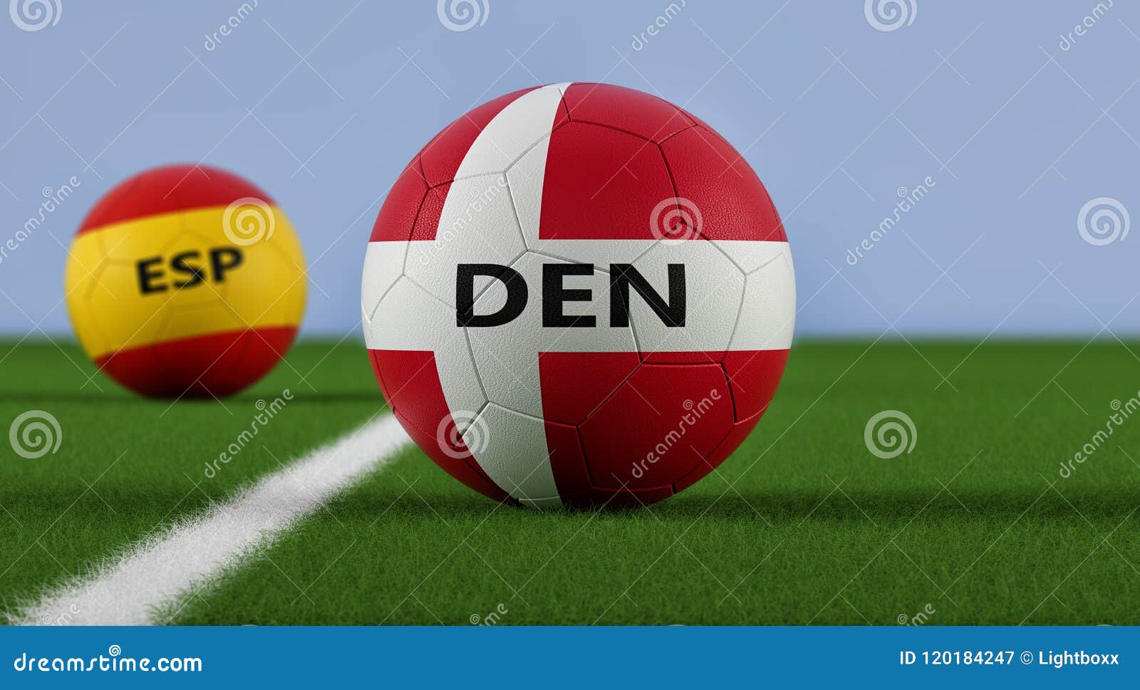 Spain Vs. Denmark Soccer Match Stock Illustration - Illustration of ...