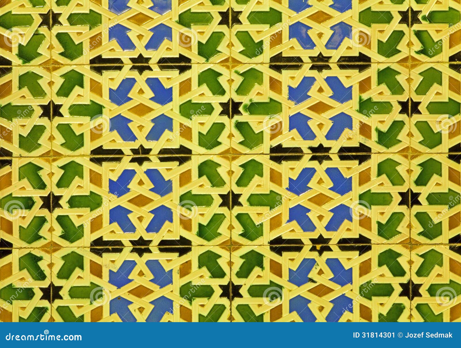 Spain - Wall Tiling in Mudejar Style Stock Image - Image of geometric ...