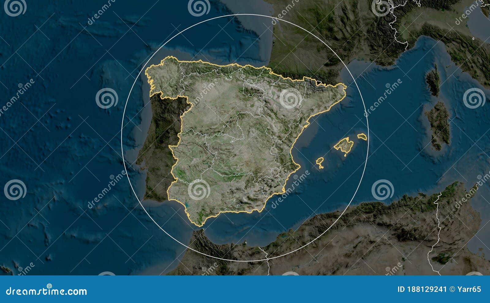 Spain - circled. Satellite stock illustration. Illustration of travel ...