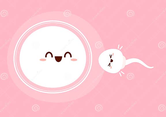 SpamCute Happy Funny Sperm Cell and Ovum. Vector Flat Line Cartoon ...