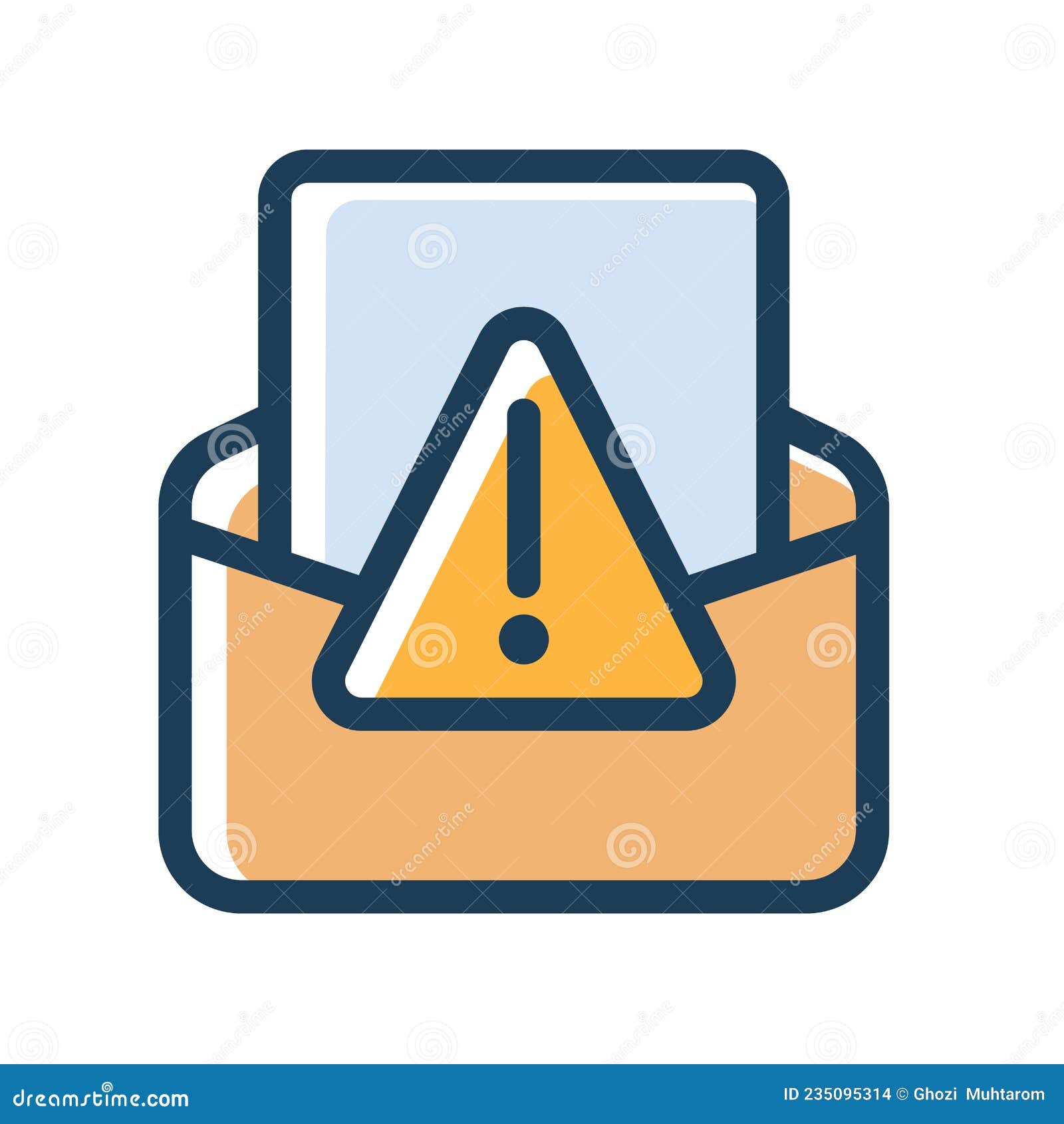 Spam Alert Email Warning Single Isolated Icon with Dash or Dashed Line ...