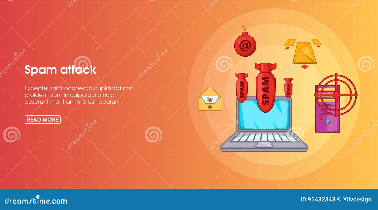 Spam Attack Banner Horizontal, Cartoon Style Stock Vector ...