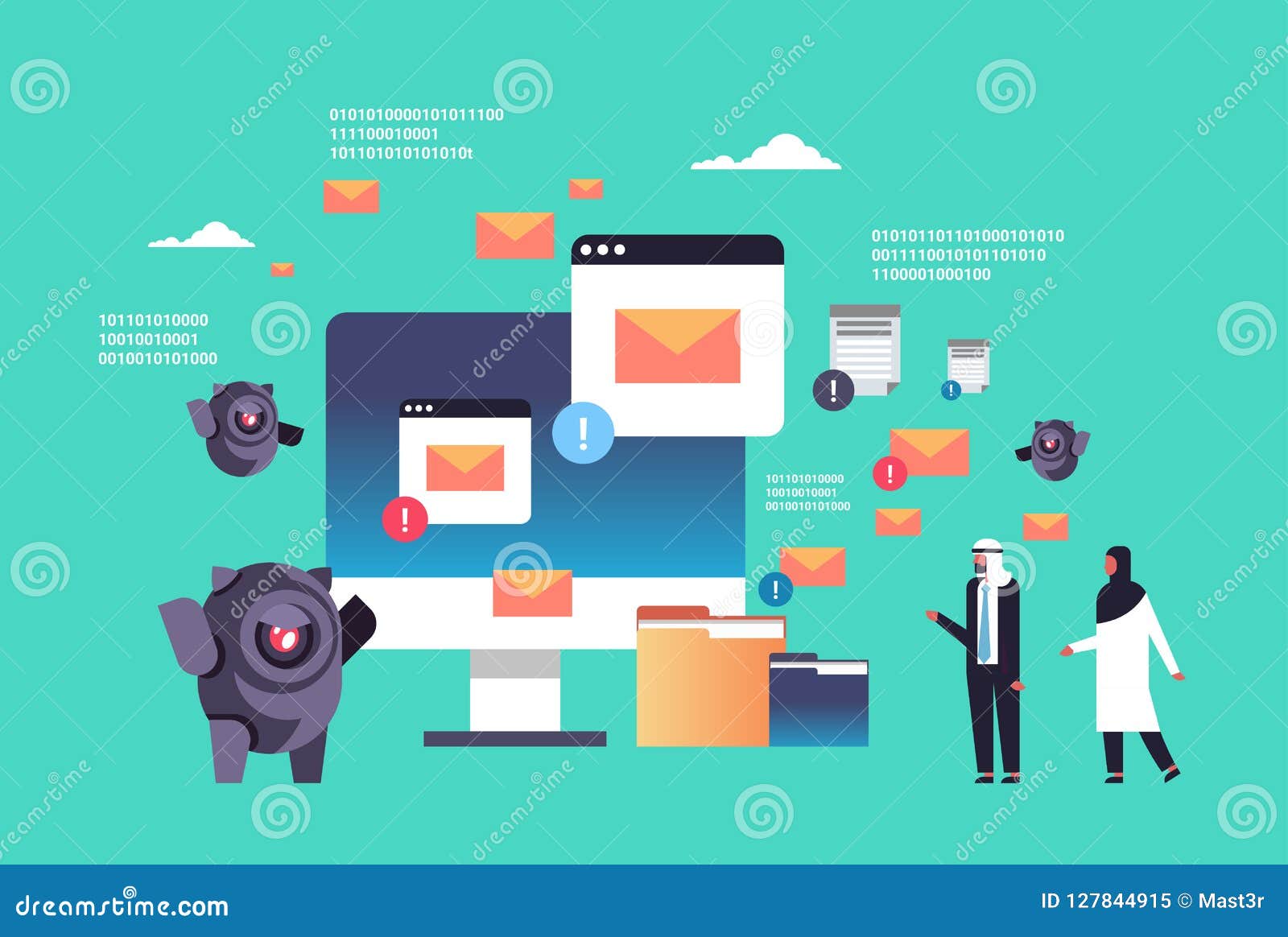 Spamming Concept, A Lot Of Emails On The Screen Of A Monitor. Email Box ...