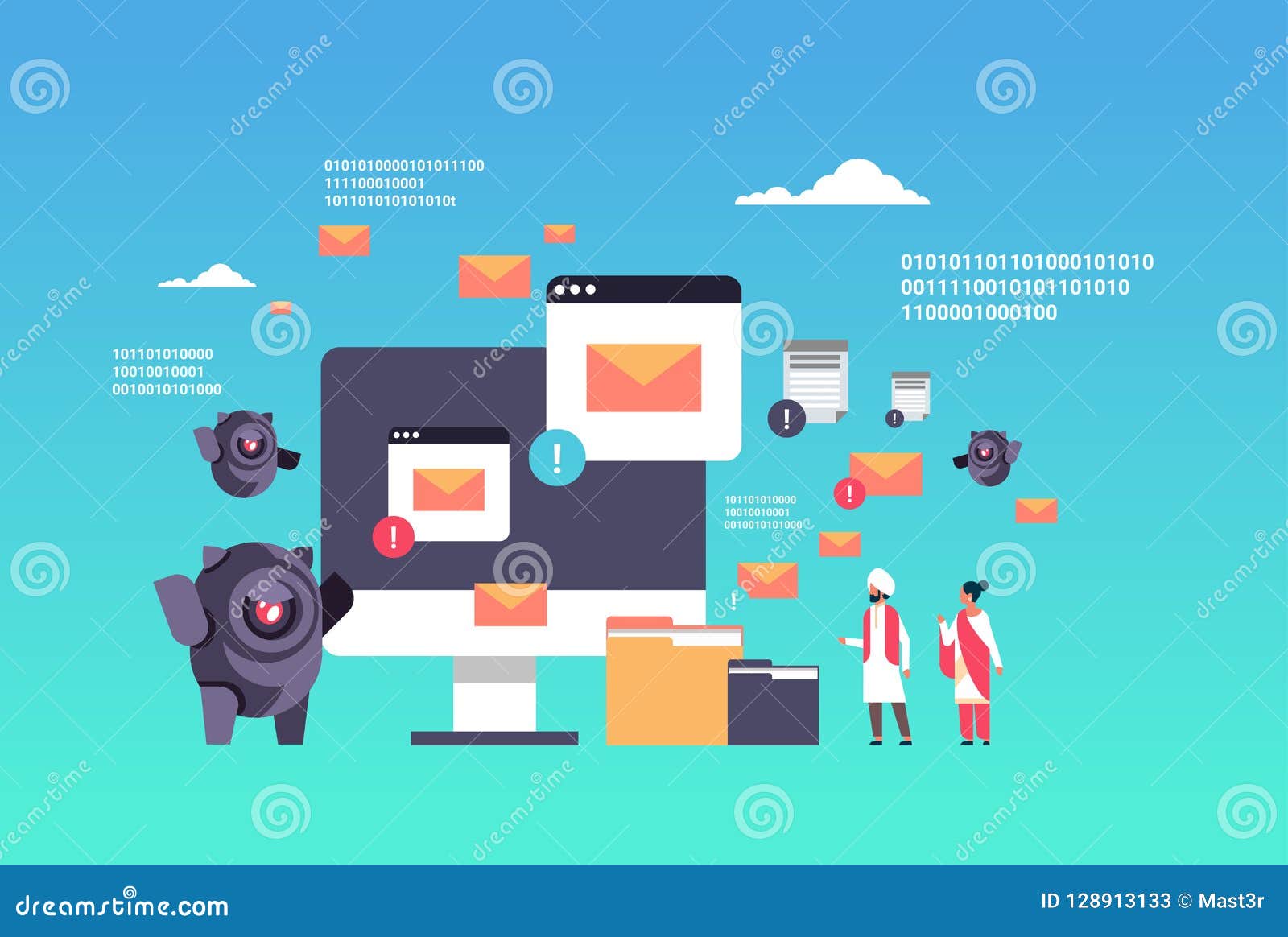 Spamming Concept, A Lot Of Emails On The Screen Of A Monitor. Email Box ...