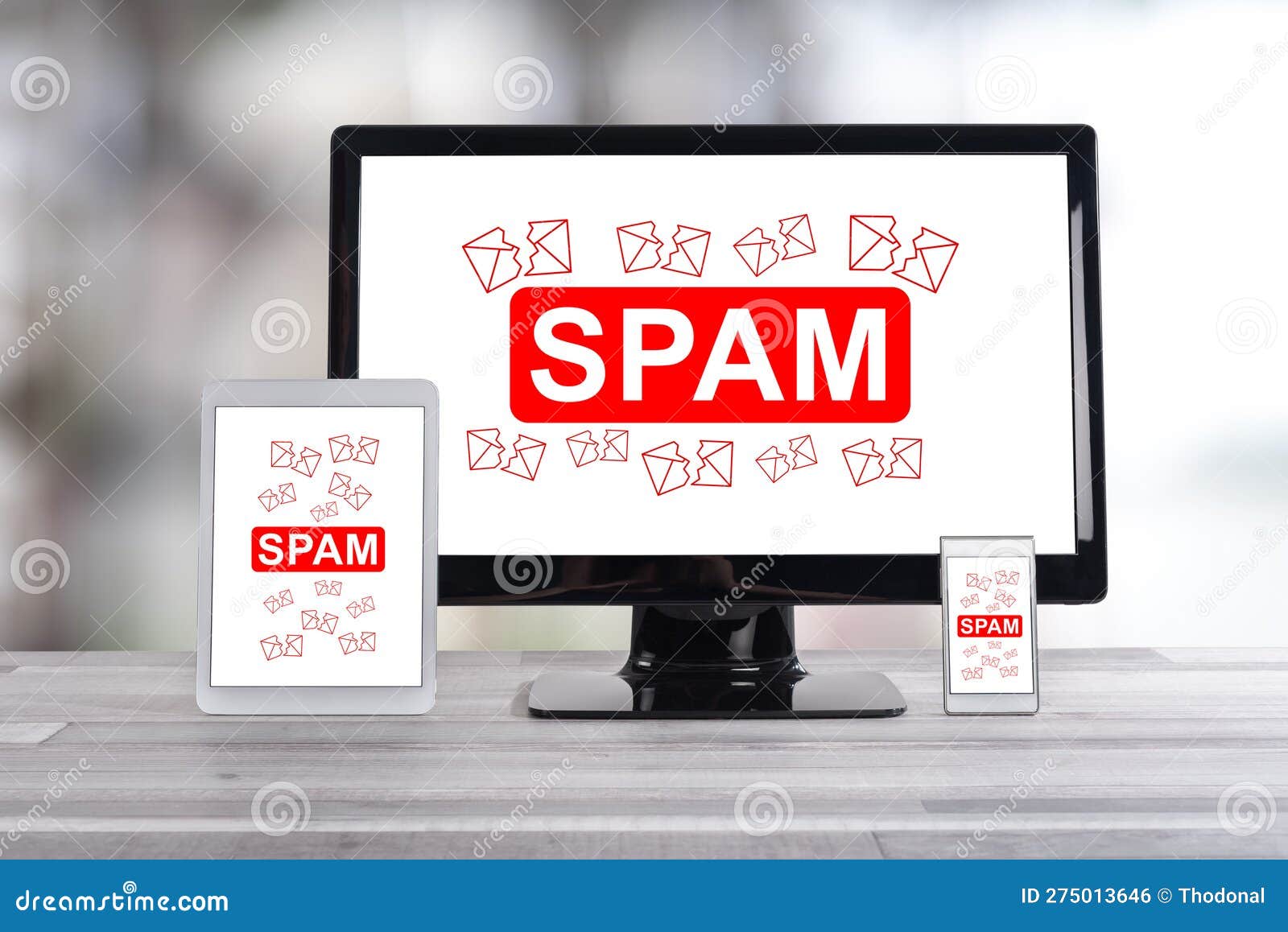Spam Concept on Different Devices Stock Photo - Image of virus, network ...