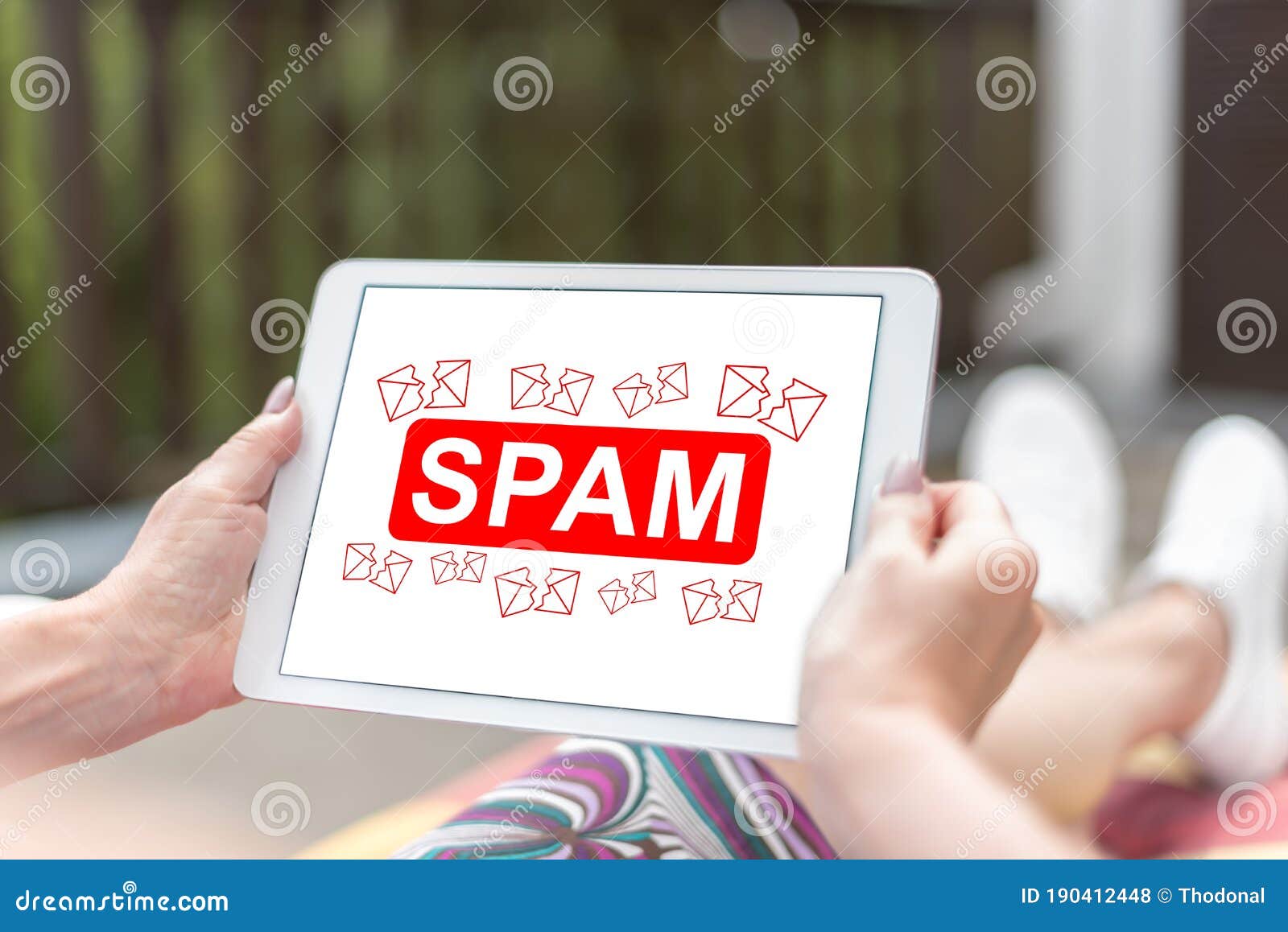 Spam concept on a tablet stock photo. Image of message - 190412448
