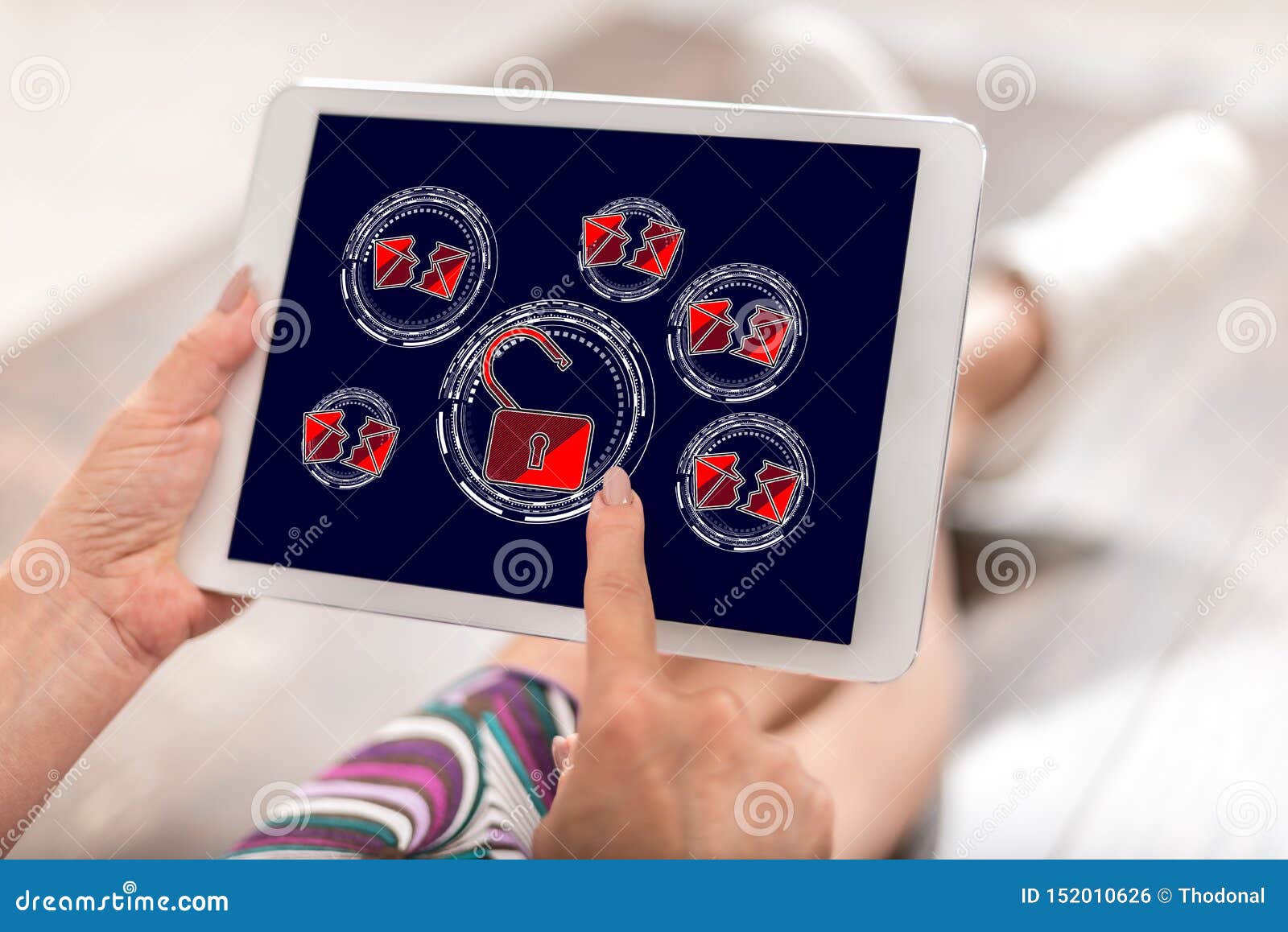 Spam concept on a tablet stock photo. Image of phishing - 152010626