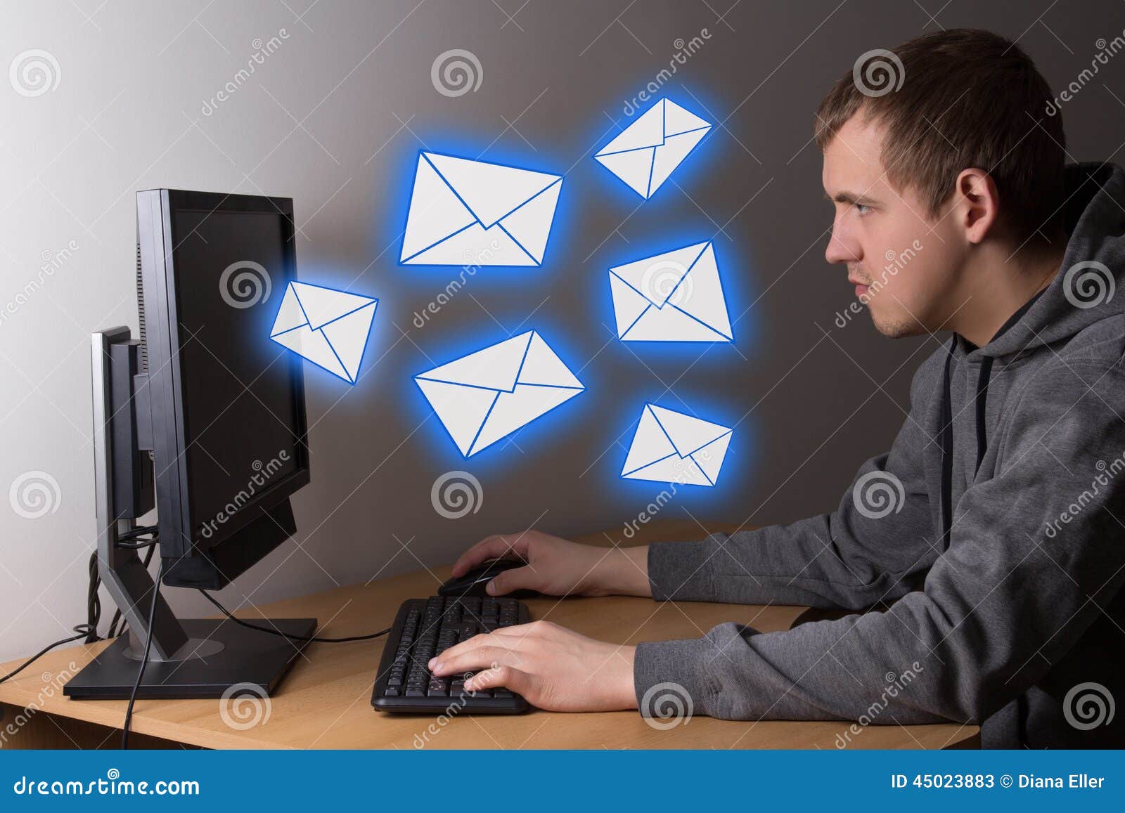 Spam Concept - Young Man Using a Computer Stock Image - Image of ...