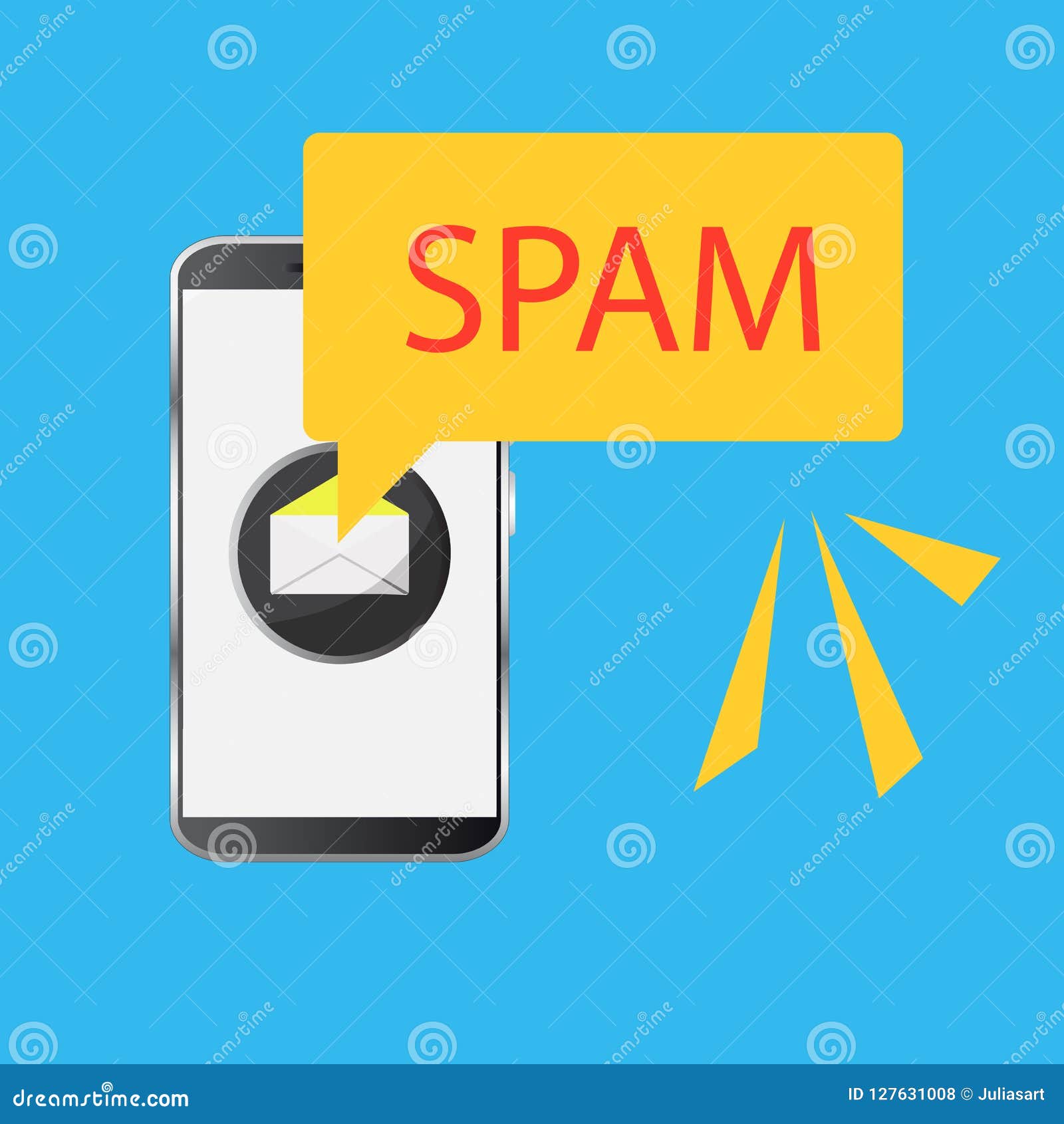 Spam Data Concept. Vector Illustration. Attention Spam Message. Stock ...
