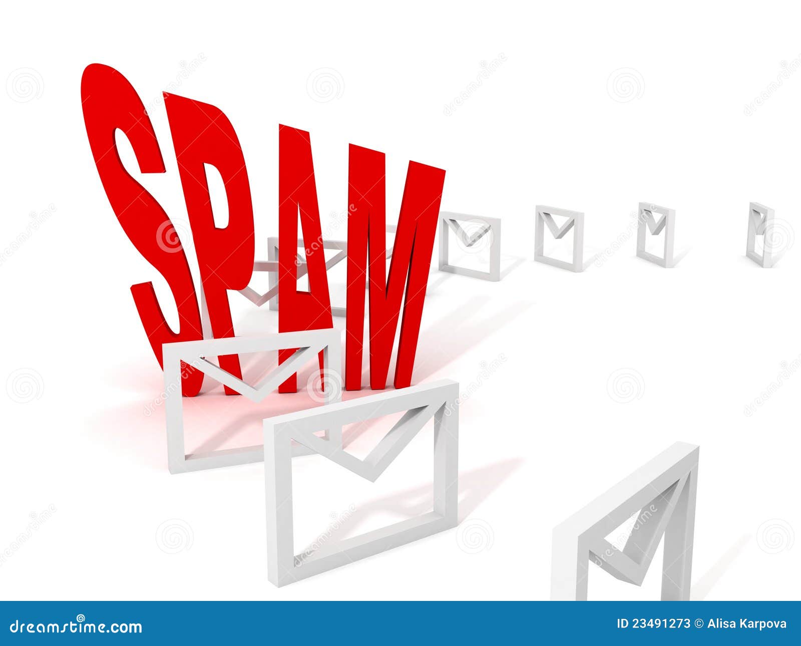 Spam E-mail Concept with Row of Envelopes on White Stock Illustration ...
