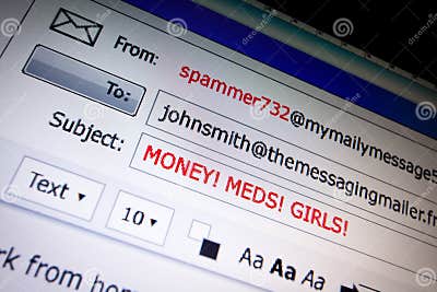 Spam email on screen stock image. Image of junk, text - 22028717