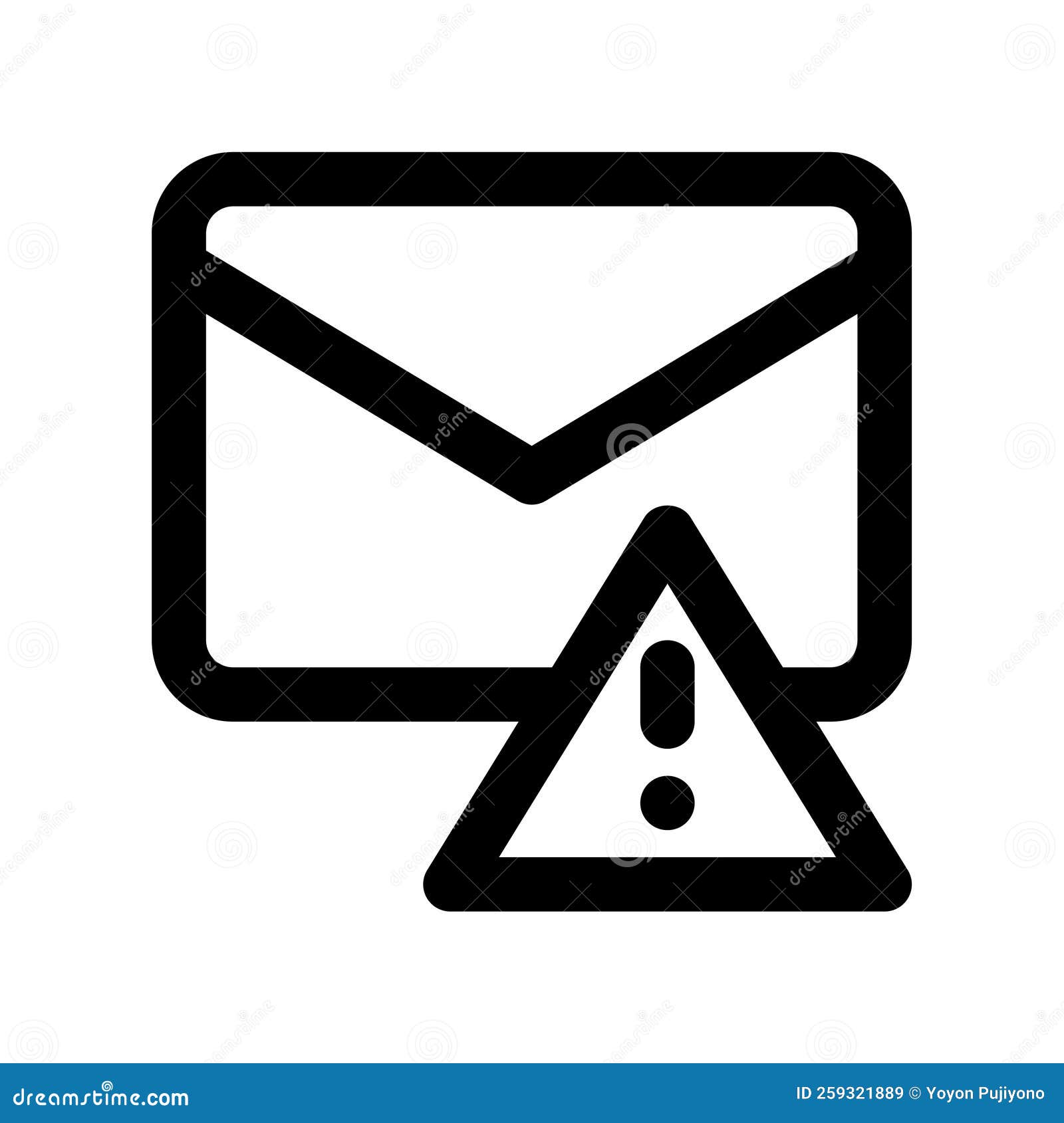 Spam Email Warning Icon with Envelope, Triangle and Exclamation Mark ...