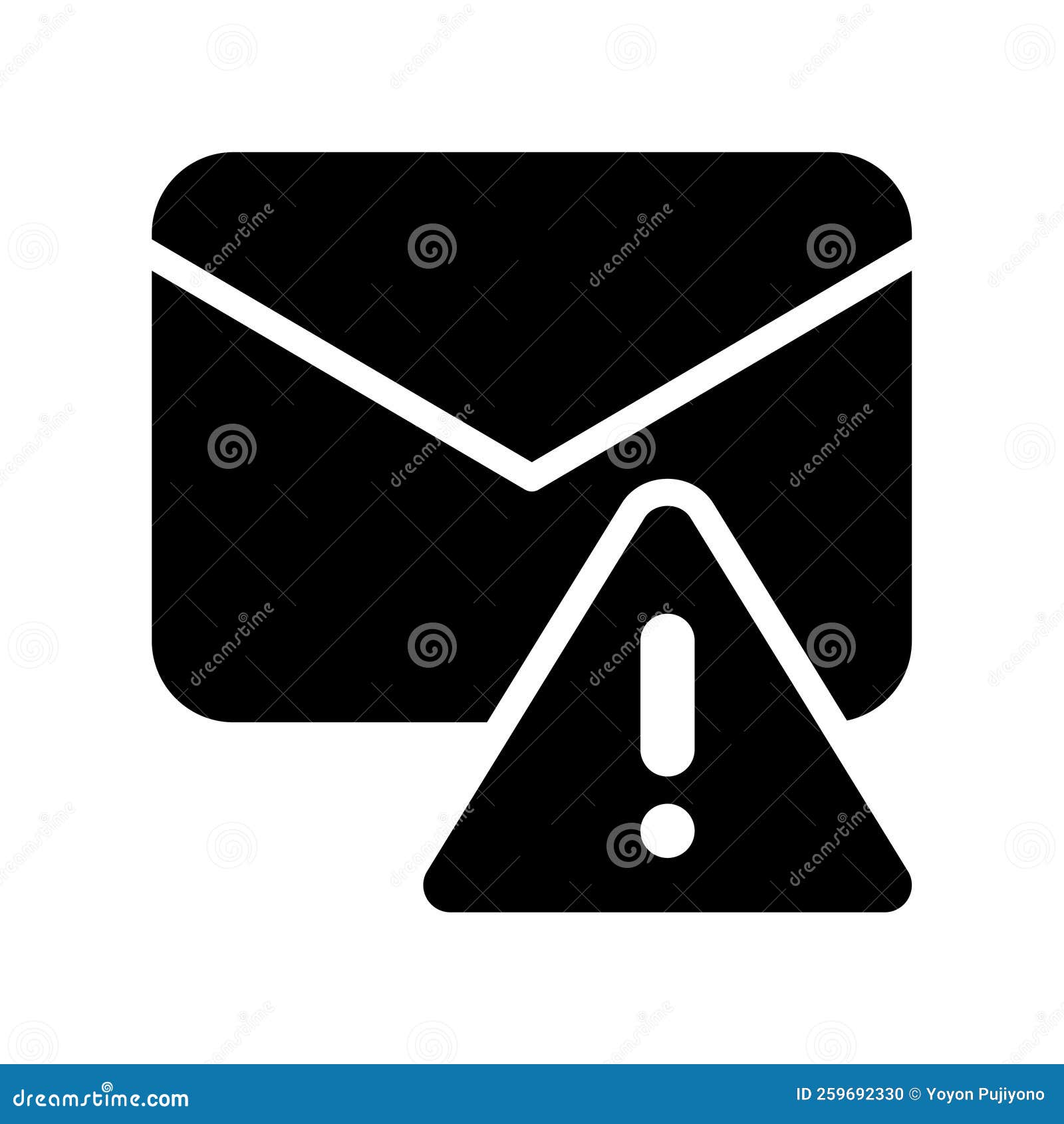 Spam Email Warning Icon with Envelope, Triangle and Exclamation Mark ...