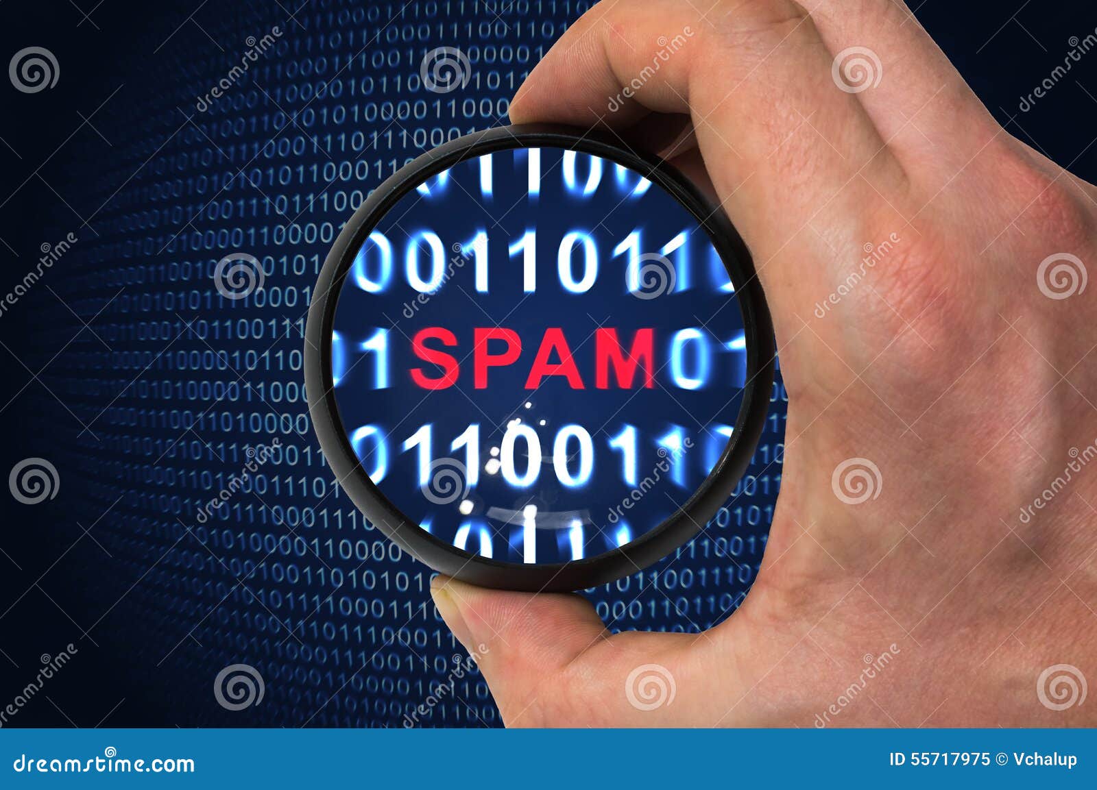 Spam Filter Scans for Spams in Binary Code Stock Image - Image of spams ...
