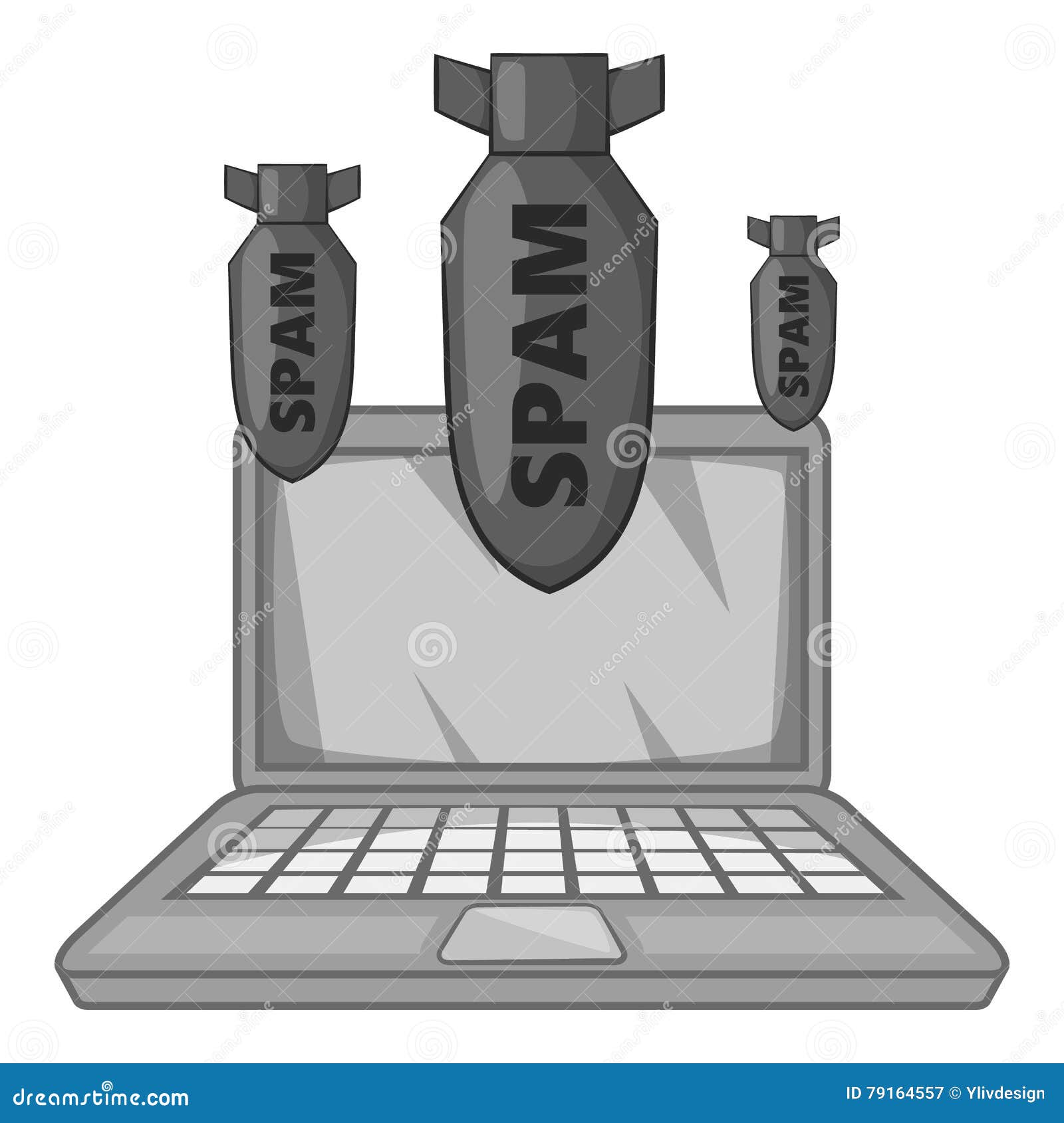 Spam on Laptop Icon, Monochrome Style Stock Vector - Illustration of ...