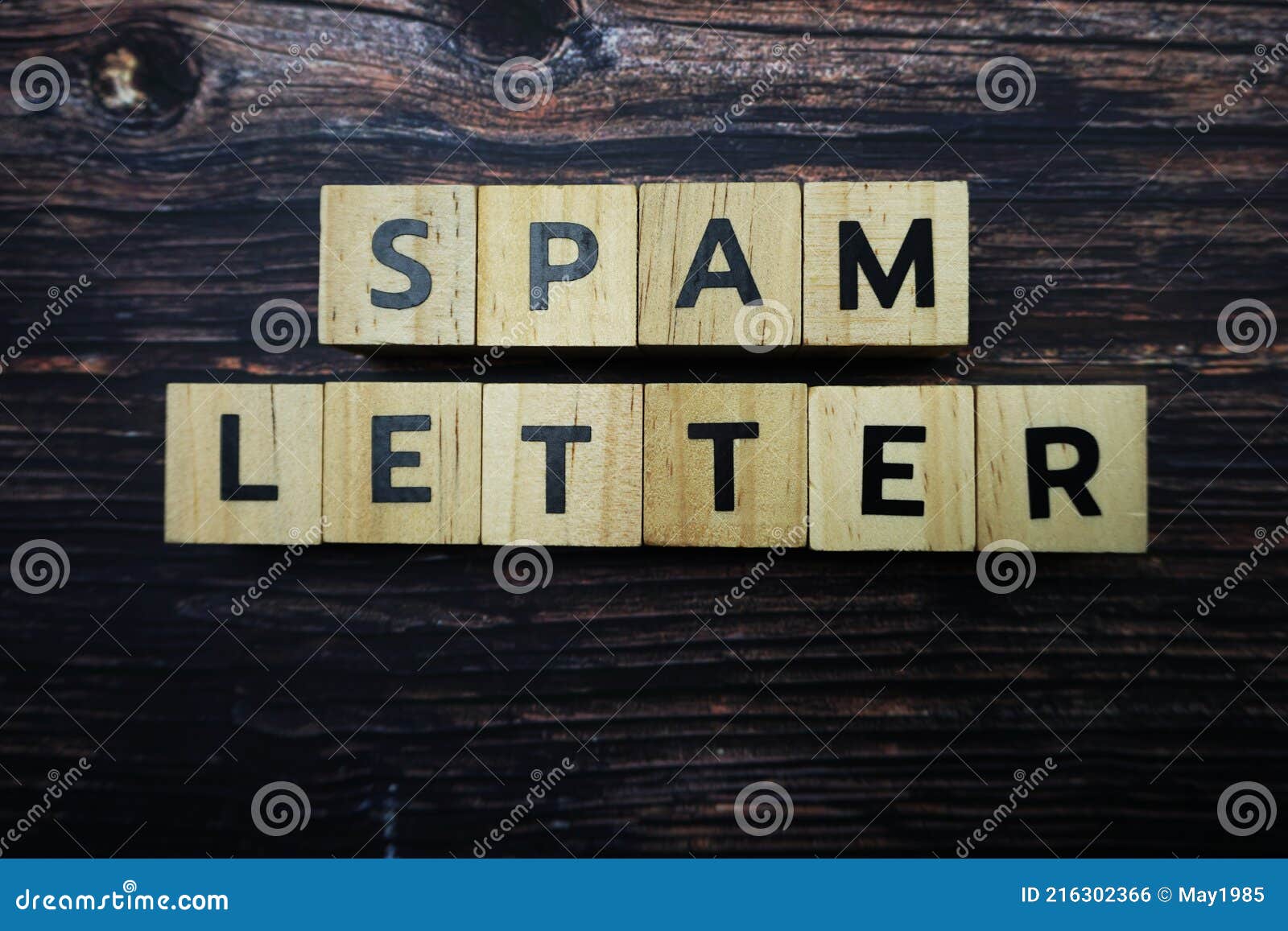 Spam Letter Alphabet Letter on Wooden Background Stock Photo - Image of ...