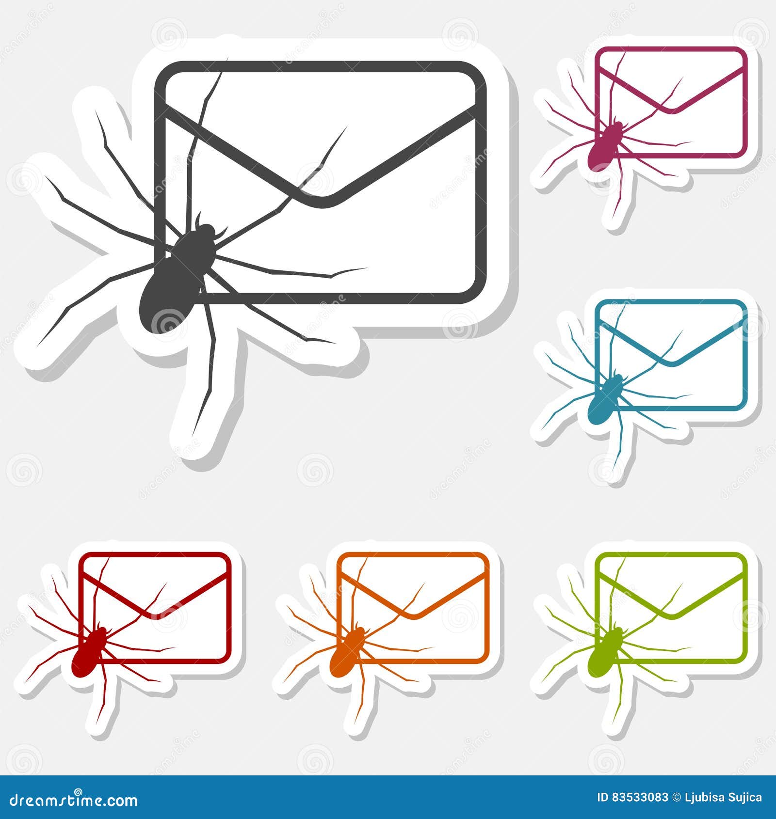 Spam letter with spiders stock vector. Illustration of label - 83533083