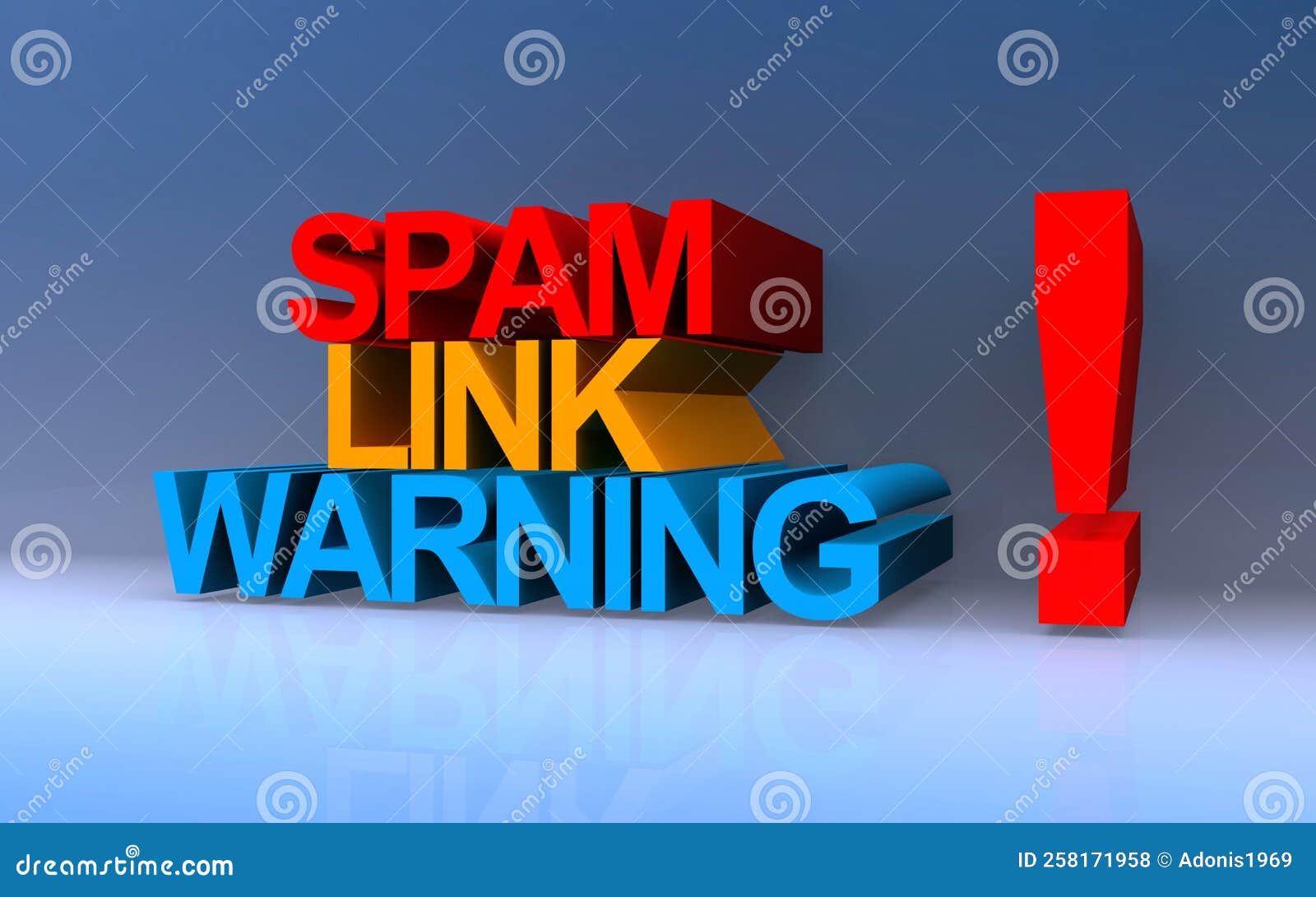 Spam link warning on blue stock illustration. Illustration of background - 258171958