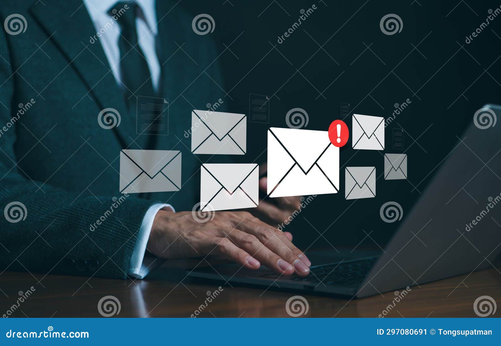 Spam Mail and Phishing Email, Cyber Security Concept. Businessman ...