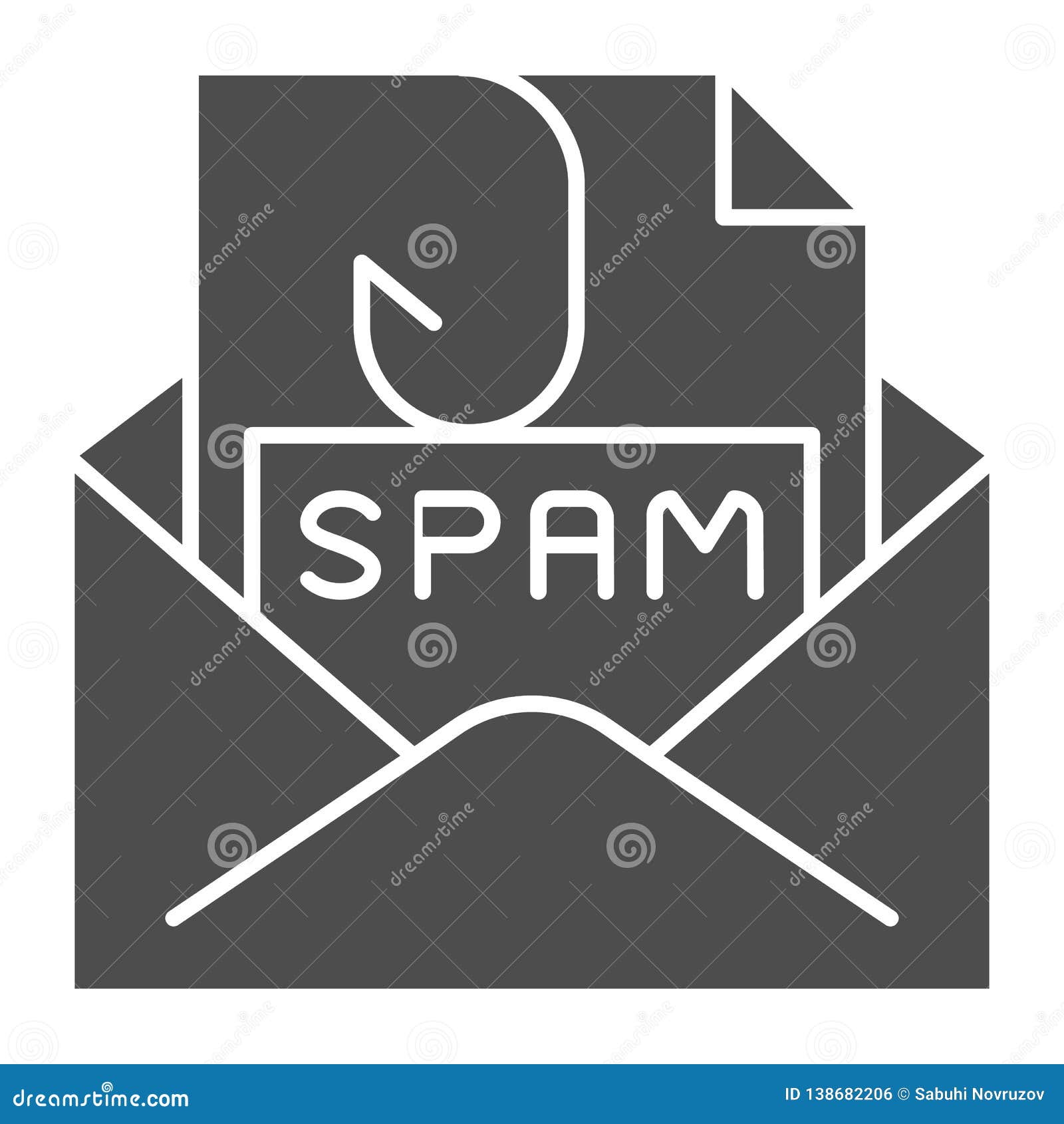 Spam Mail Solid Icon. Spam Letter in Envelope Vector Illustration ...