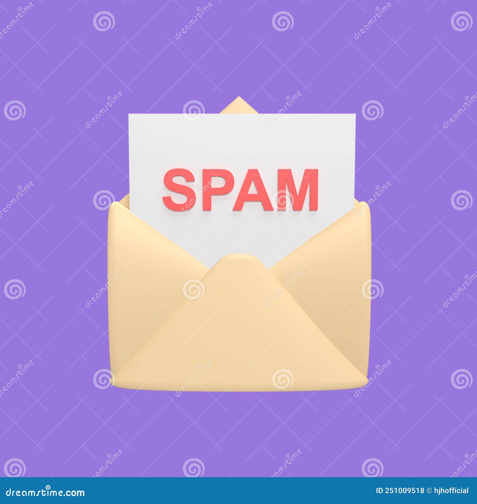 Spam Messages 3d Icon Model Cartoon Style Concept. Render Illustration ...