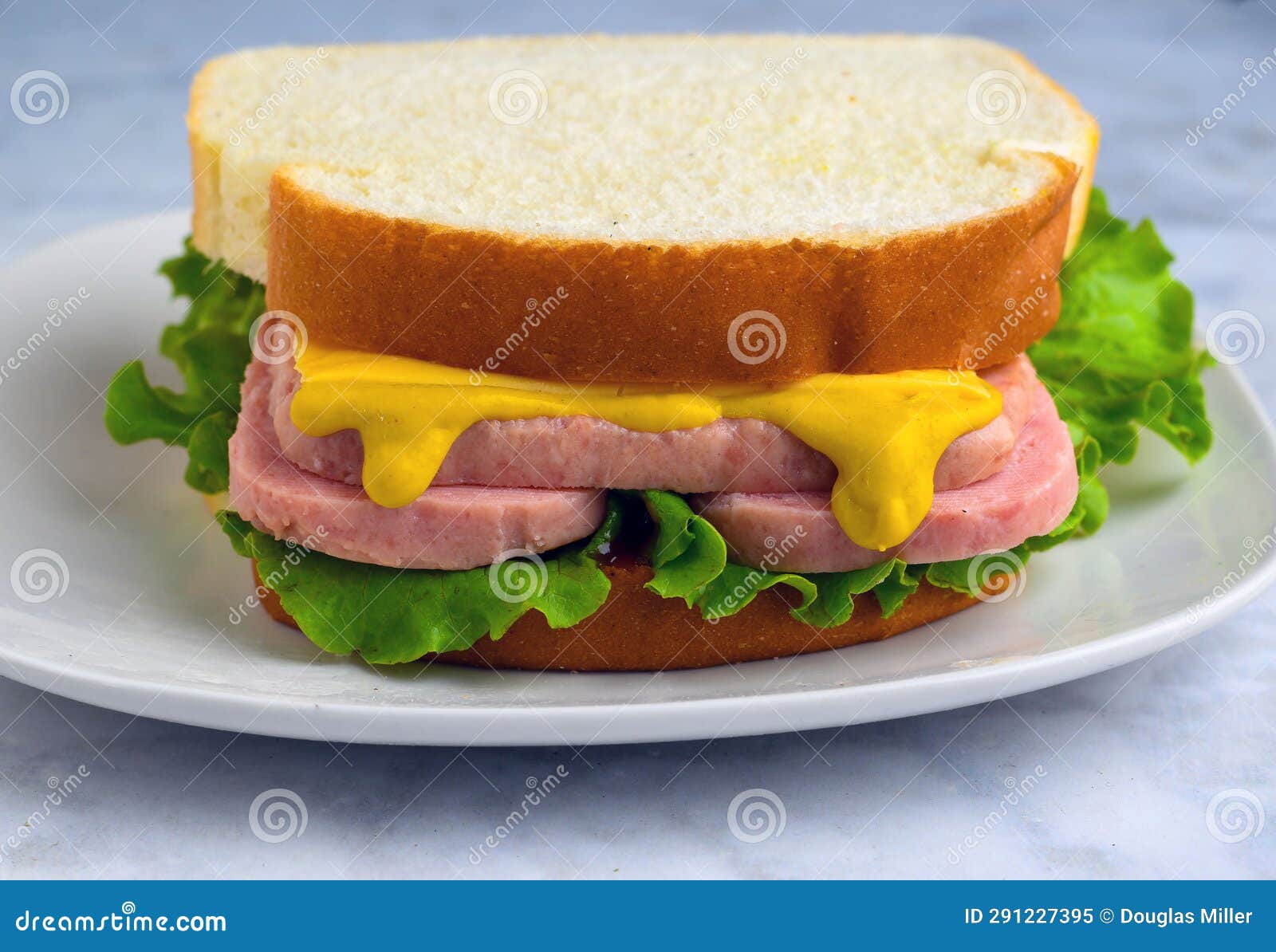 Spam Sandwich Top with Cheese and Mustard Stock Image - Image of cheese ...