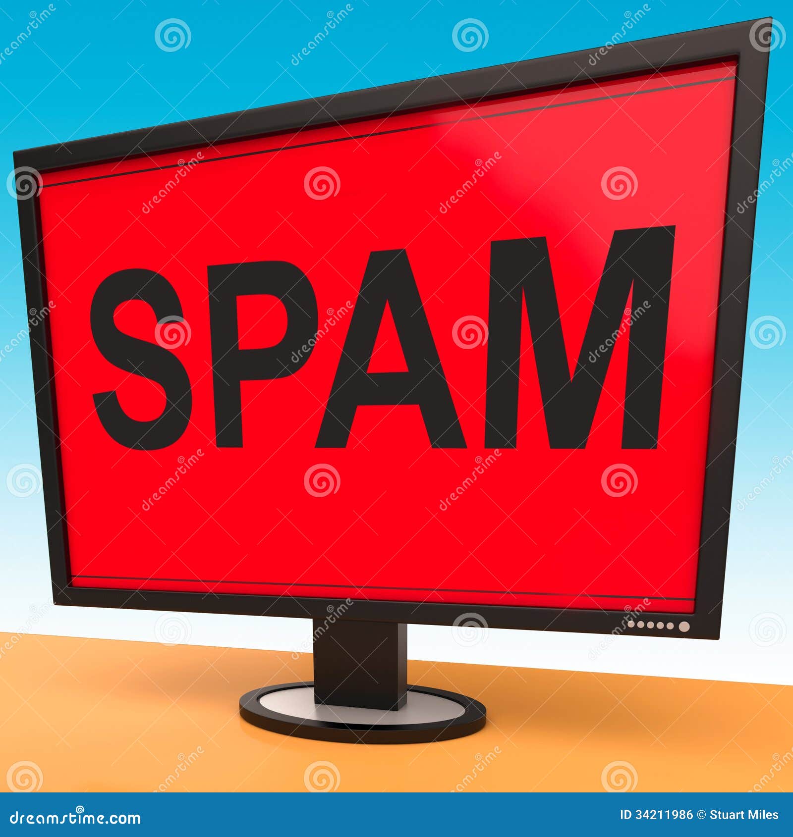 Spam Screen Shows Spamming Unwanted Stock Illustration - Illustration ...