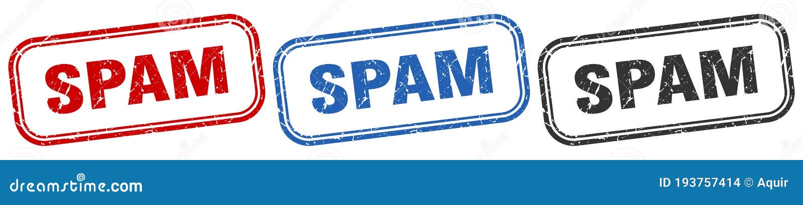 Spam Square Isolated Sign Set. Spam Stamp Stock Vector - Illustration ...