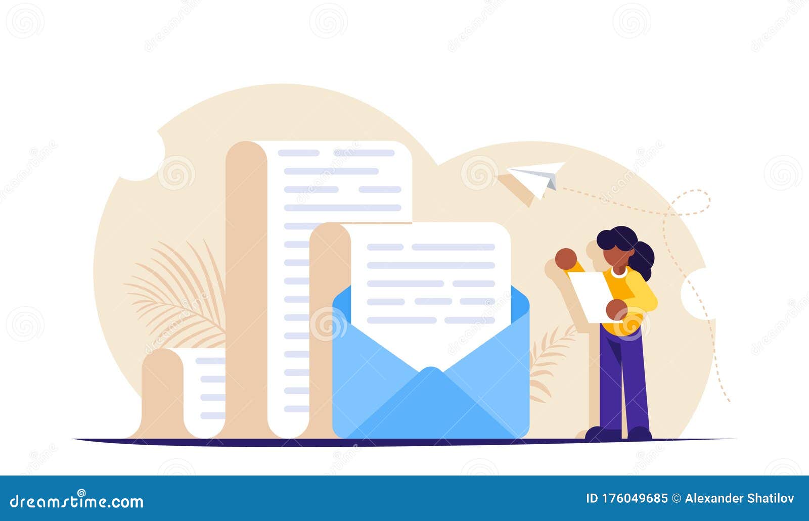 Spam or Unwanted Email. an Envelope with a Large Paper Document or an ...