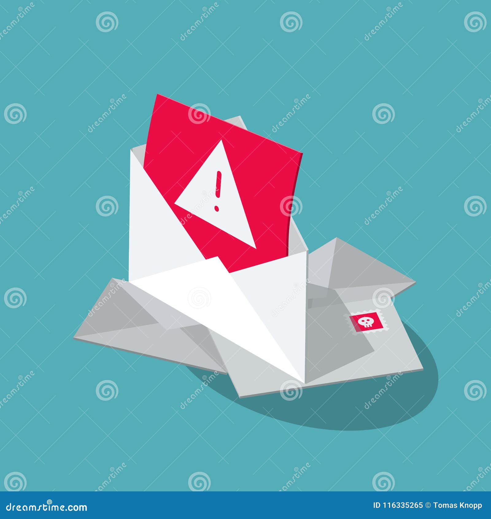 Spam Vector Symbol with Several Envelopes and a Red Unsolicited Message ...