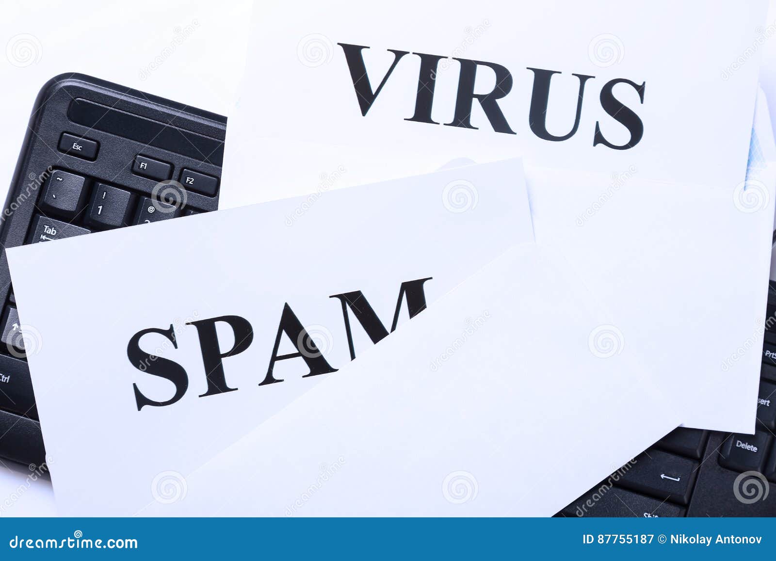 SPAM and VIRUS in Envelope on White Black Keyboard Close-up Stock Image ...