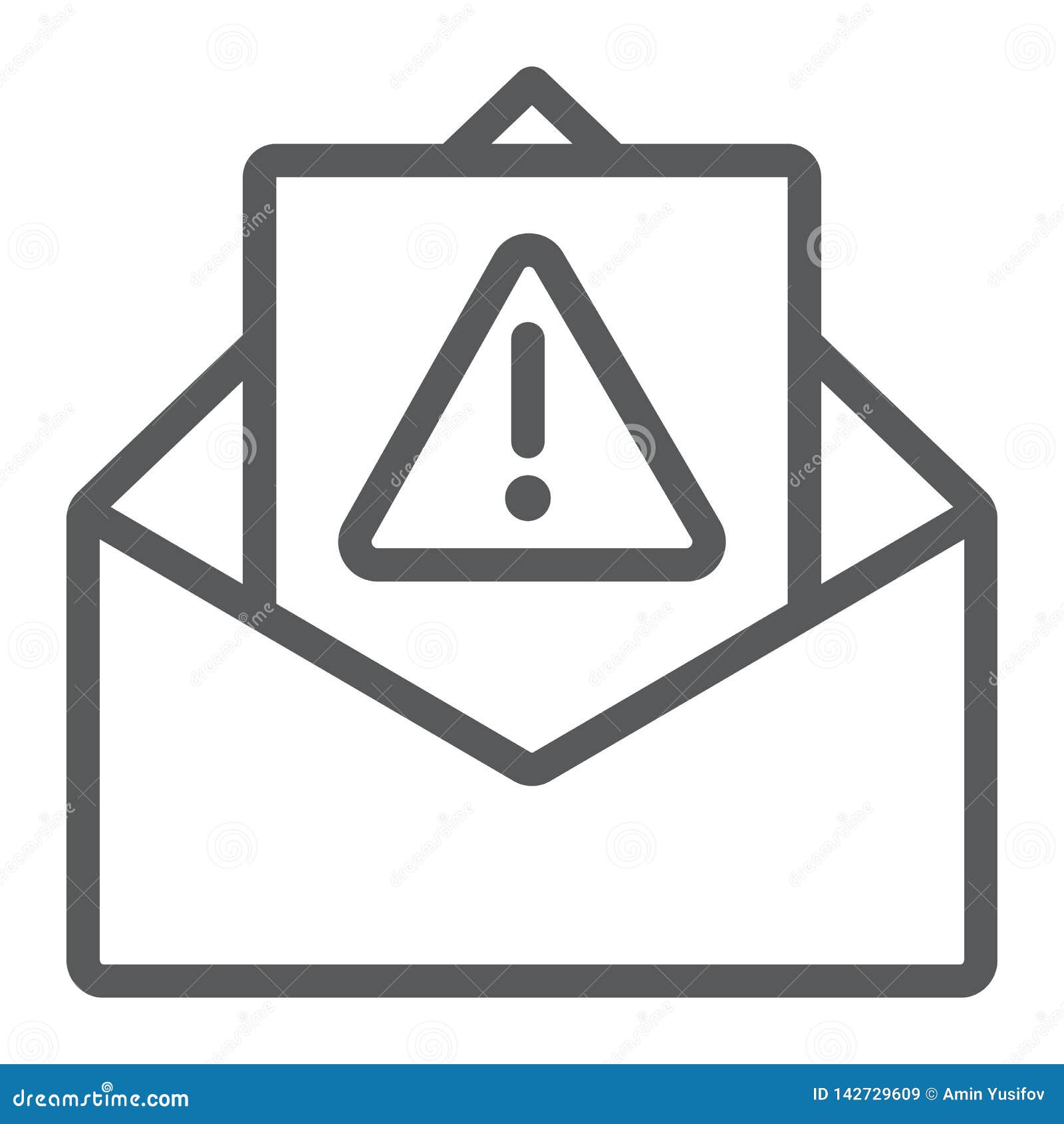 Spam Warning Line Icon, Letter and Email, Alert Mail Sign, Vector ...