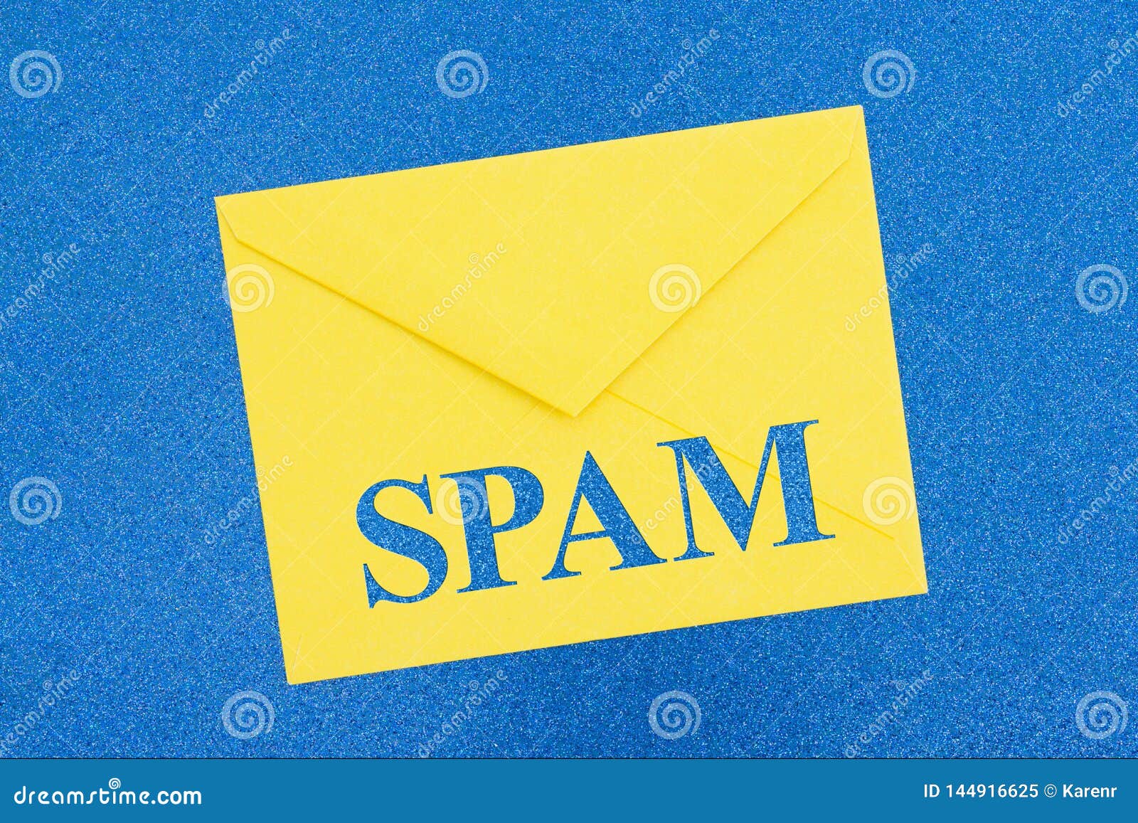 SPAM Warning Message on White Envelope on Blue Stock Image - Image of ...