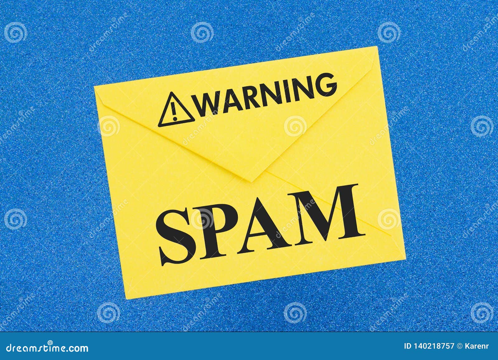 SPAM Warning Message on White Envelope on Blue Stock Image - Image of ...