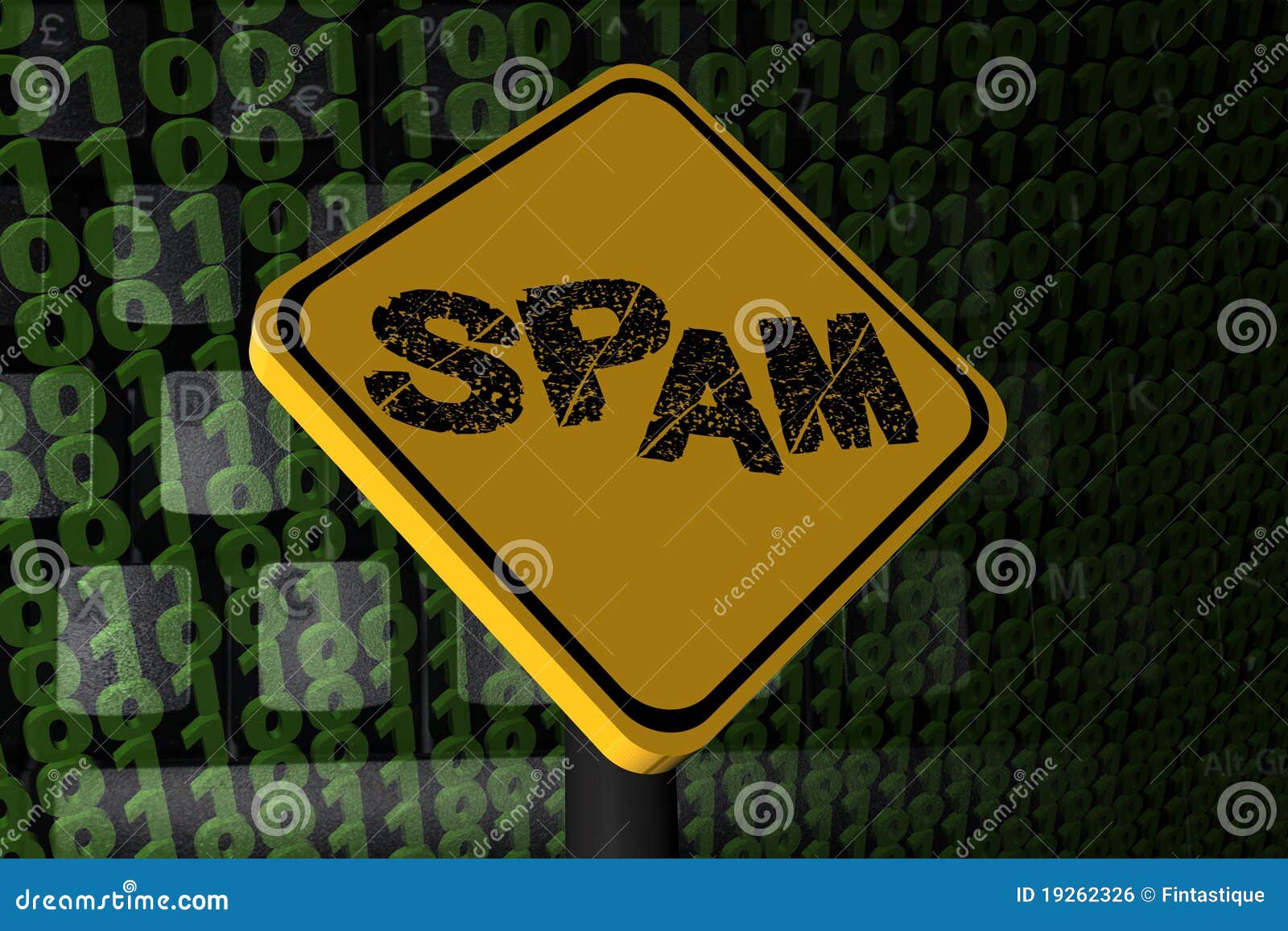Spam Warning Sign on Binary Code Stock Illustration - Illustration of ...