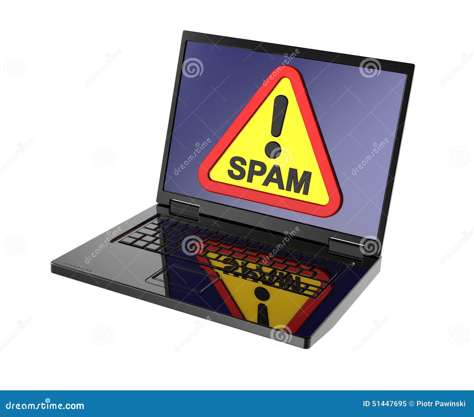 Spam Warning Sign on Laptop Screen. Stock Illustration - Illustration ...
