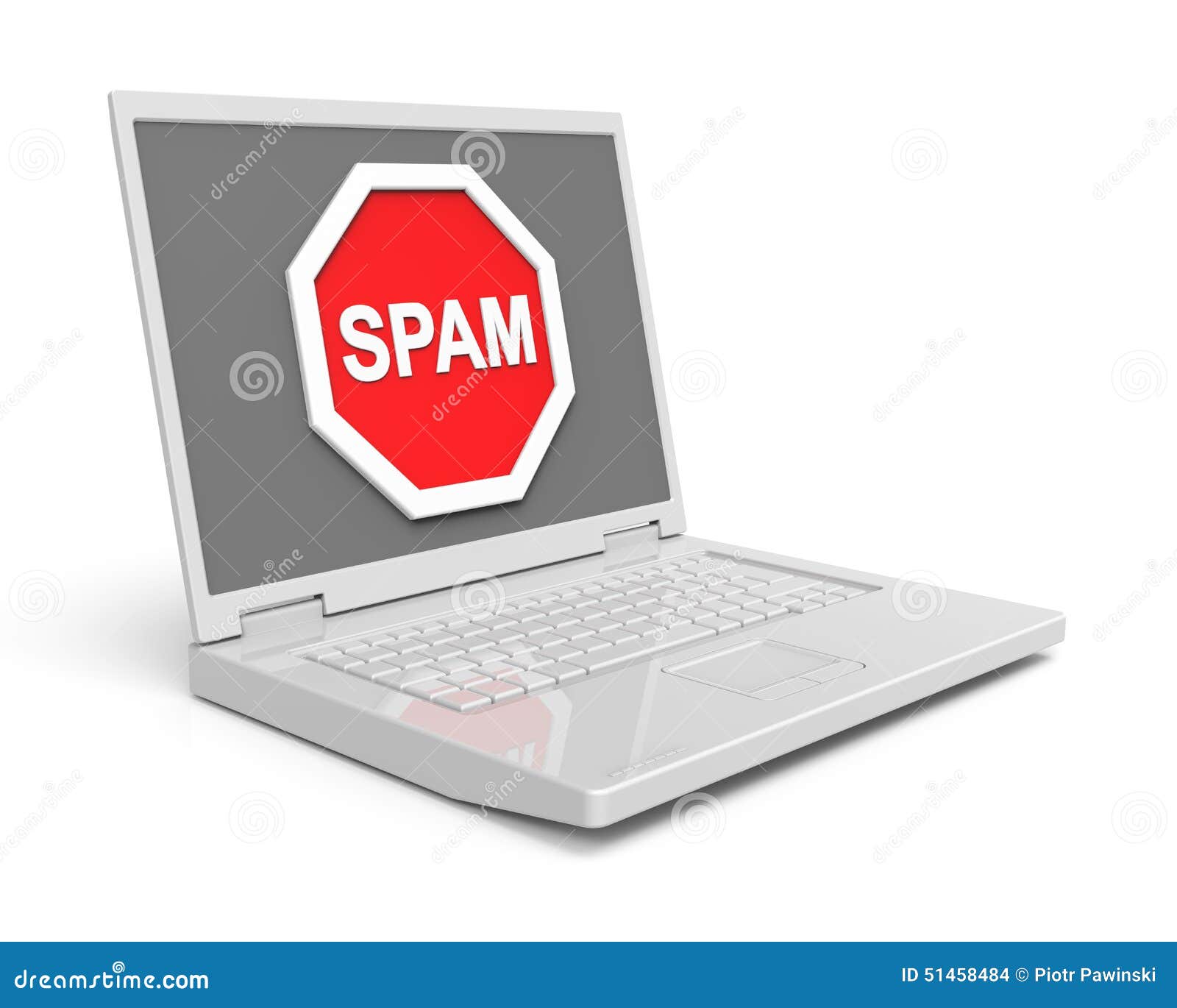 Spam Warning Sign on Laptop Screen. Stock Illustration - Illustration ...