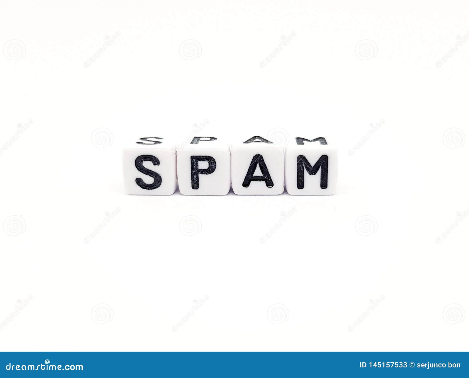 Spam Word Built with White Cubes and Black Letters on White Background ...