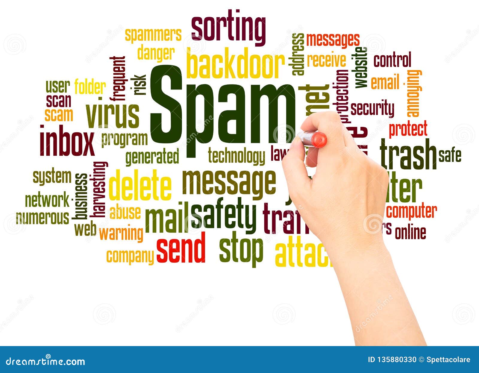 Spam Word Cloud Hand Writing Concept Stock Illustration - Illustration ...