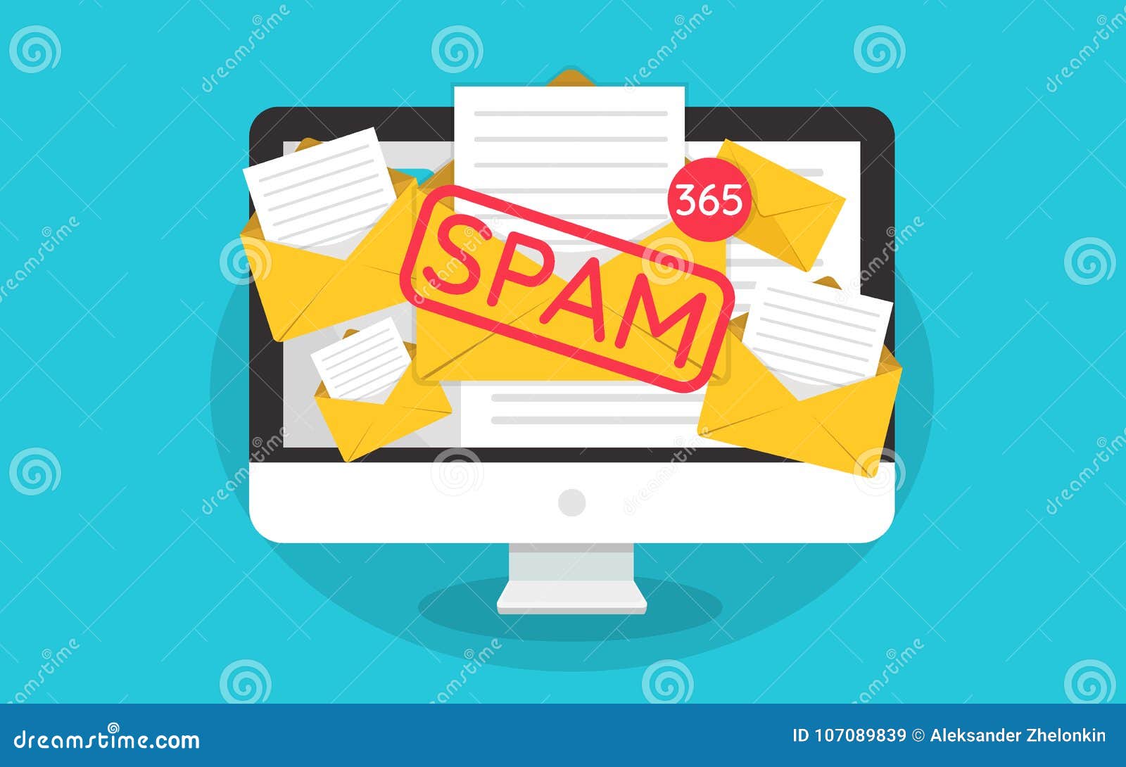 Spamming Concept A Lot Of Emails On The Screen Of A Monitor Email Box