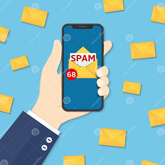 Spamming Mailbox Concept, a Lot of Emails on the Screen of a Smartphone ...