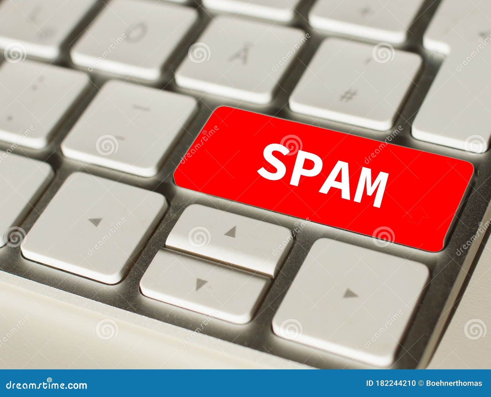 Spamon Red Button of a Keyboard Stock Photo - Image of detection, book ...