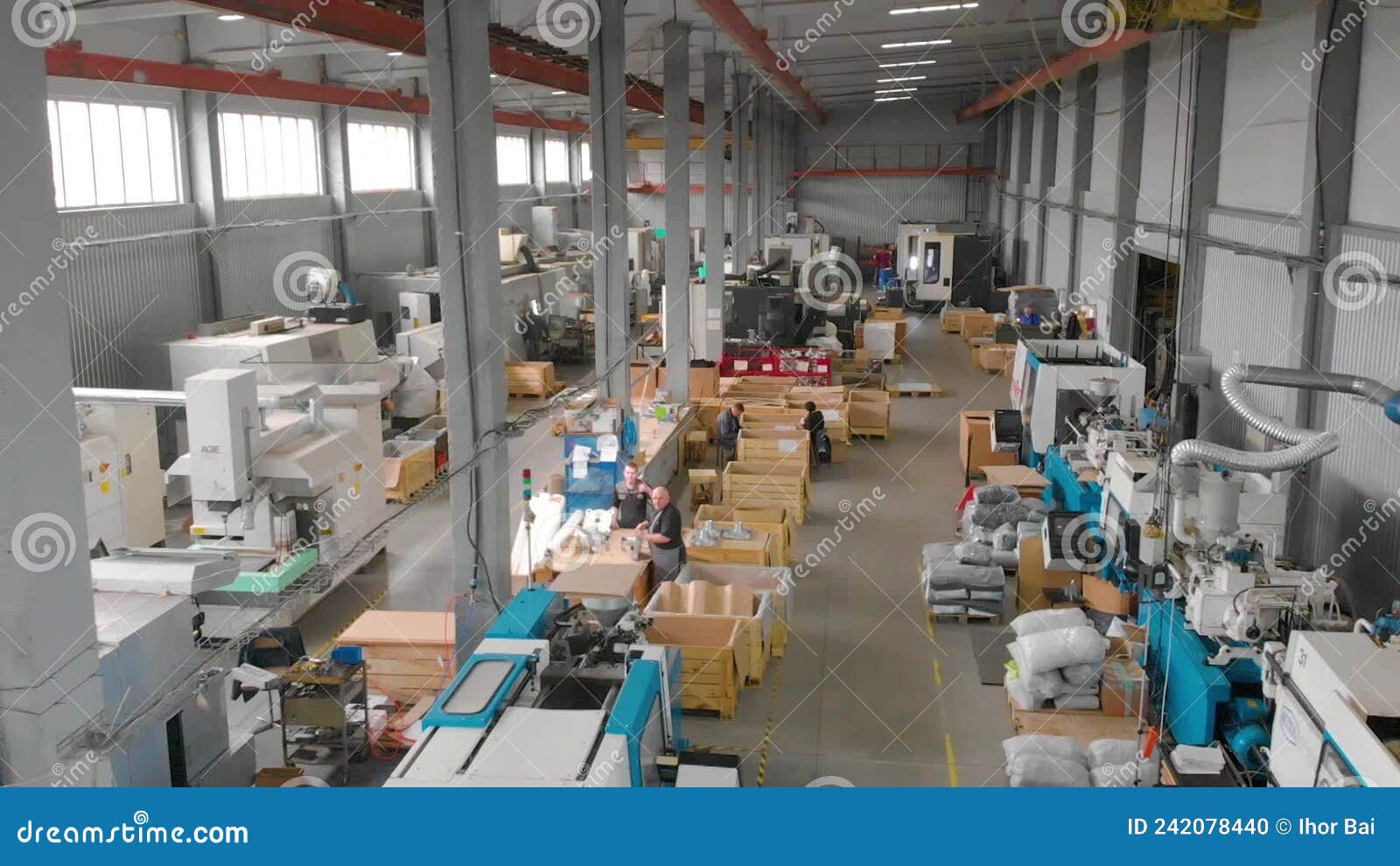 Span in a Large Workshop with Machine Tools. Production Workshop ...