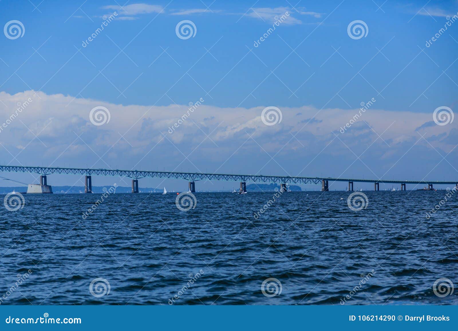 Span of Steel Bridge Over Blue Water Stock Photo - Image of concrete ...