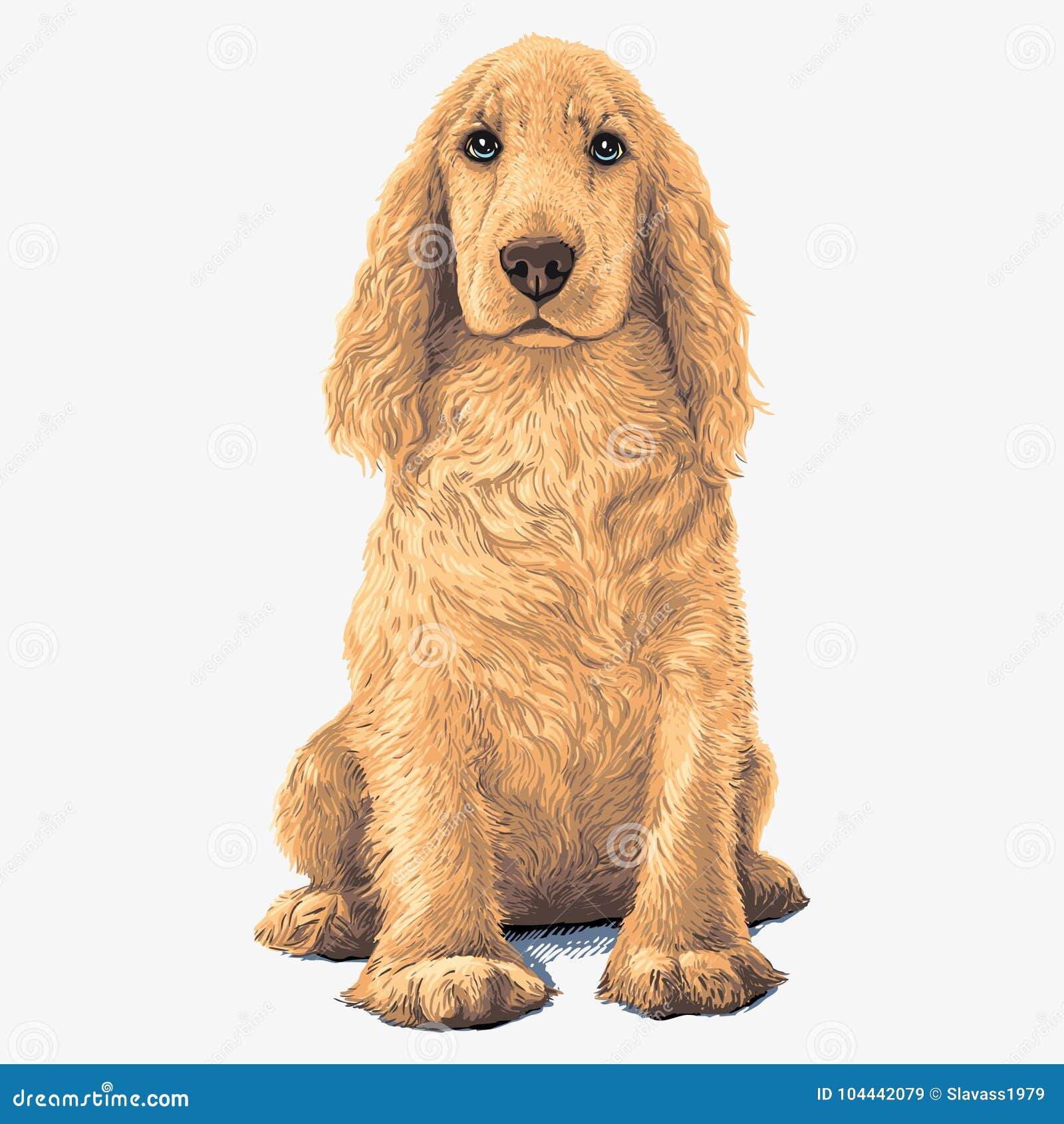 Spaniel Dog Sitting on White Stock Vector - Illustration of spaniel ...
