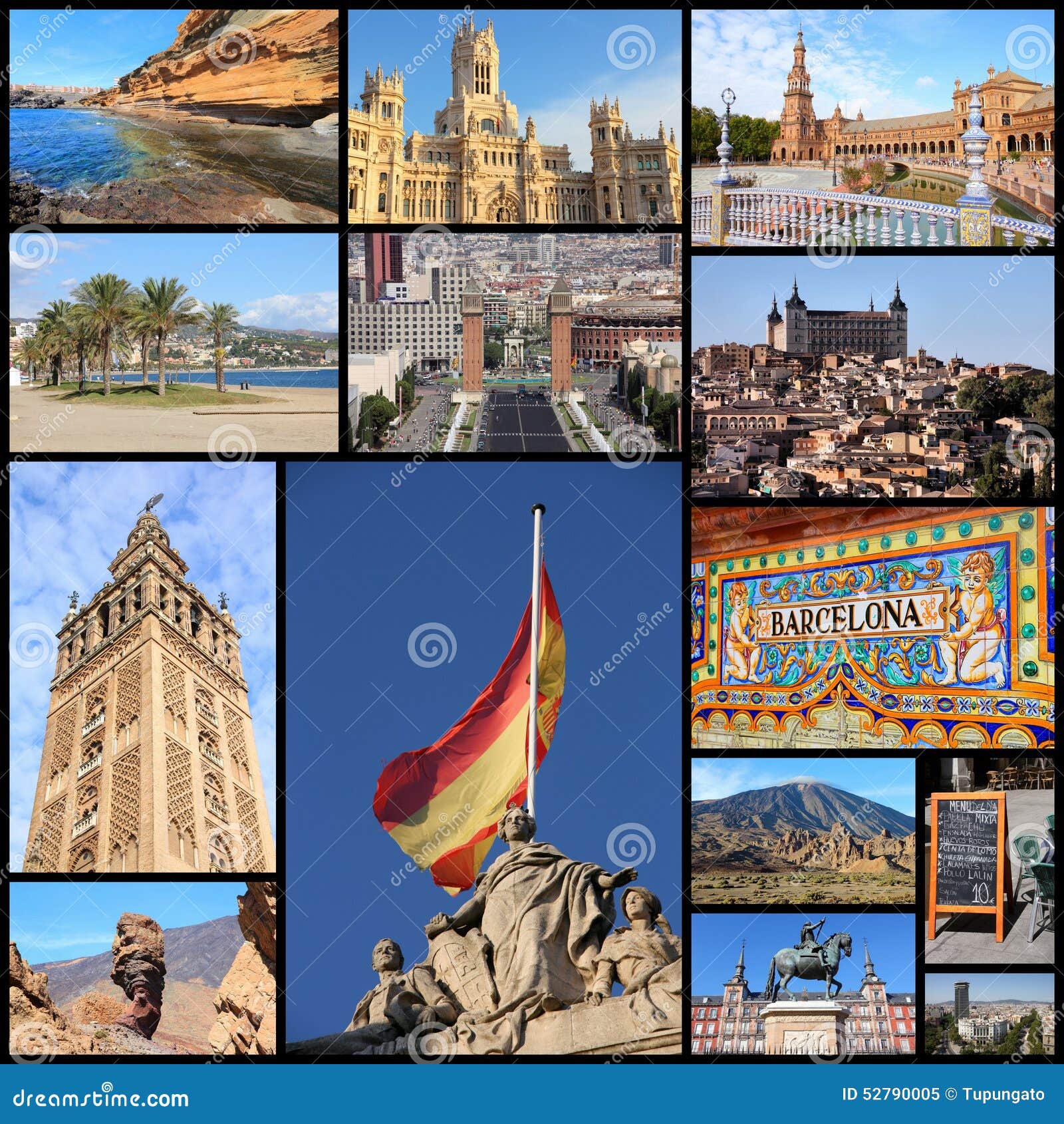 Spanien-Collage stockbild. Bild von tourismus, felder - 52790005