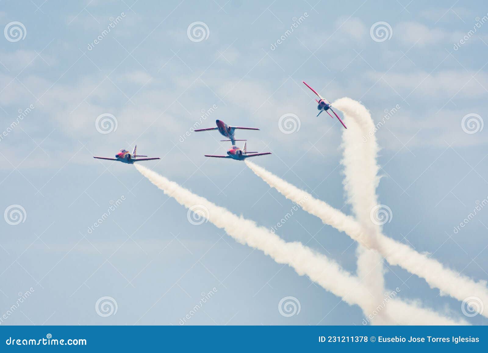 Spanish Air Force Eagle Patrol Performing Aerobatics at Air Show ...