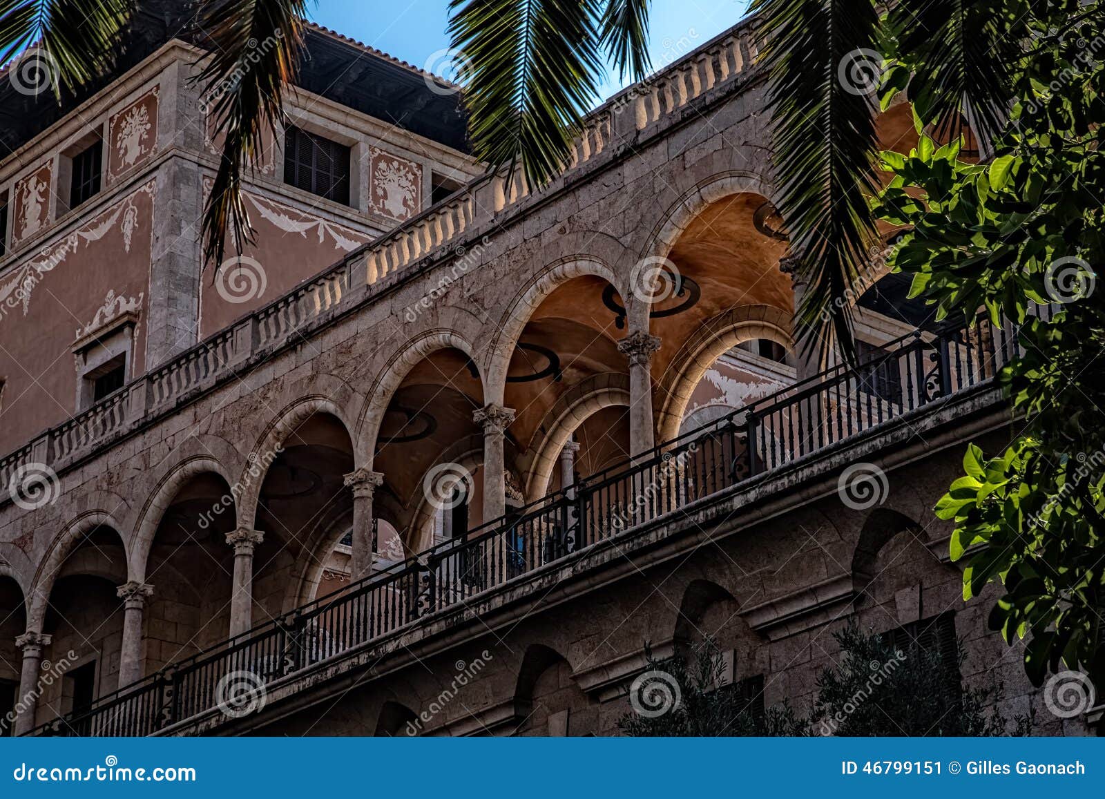 Spanish antique arcade stock image. Image of architecture - 46799151