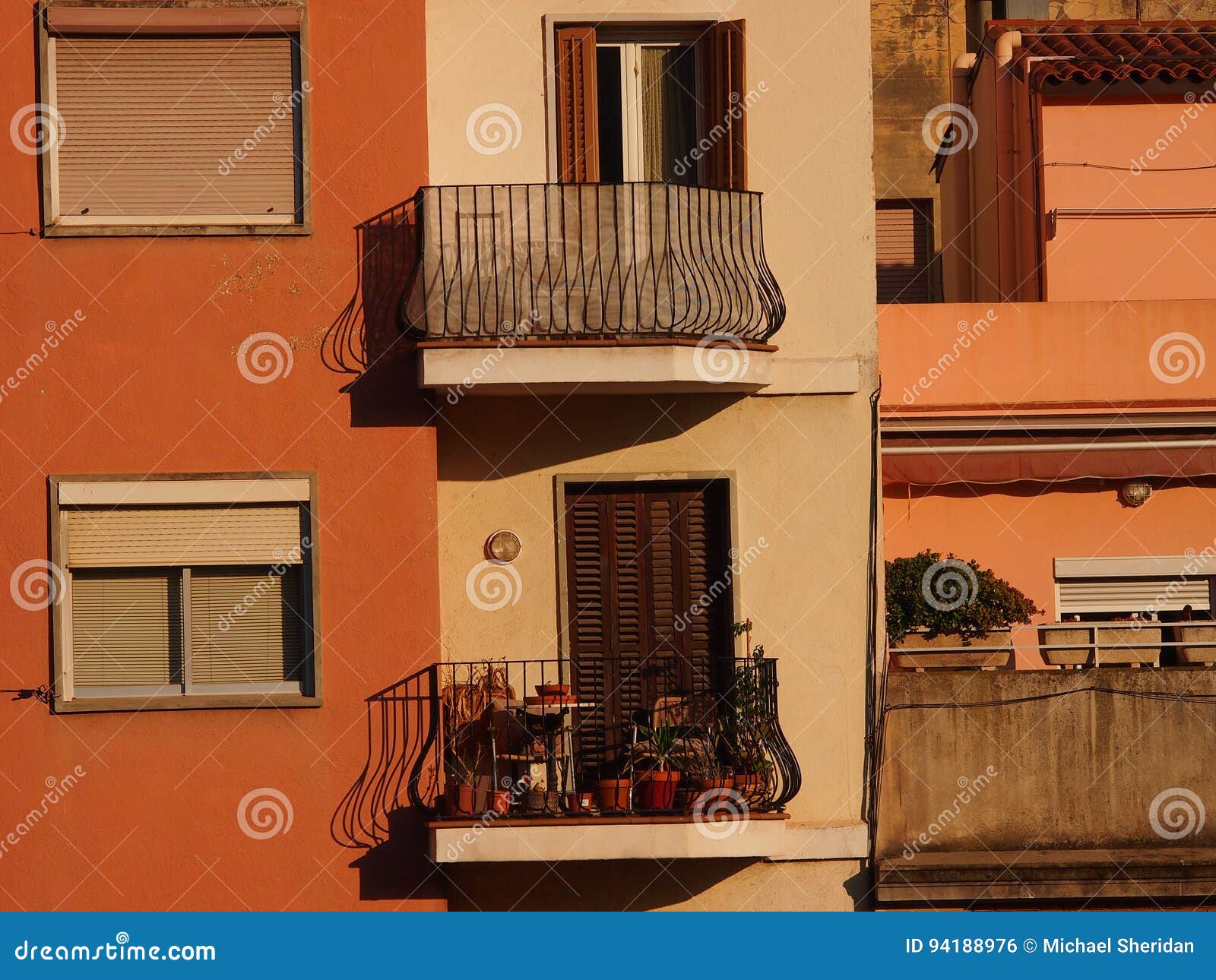 Spanish Architecture Windows Stock Photo - Image of apartment, railing ...